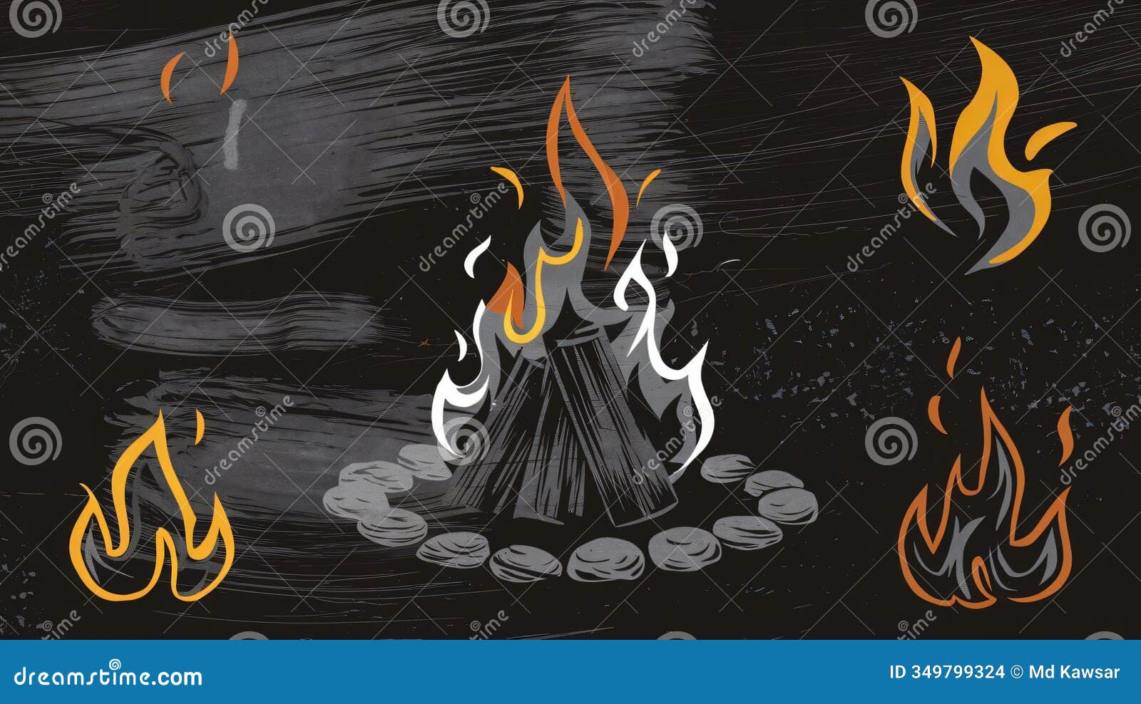 Campfire Illustration, Cozy Bonfire Design for High Quality Image Stock ...