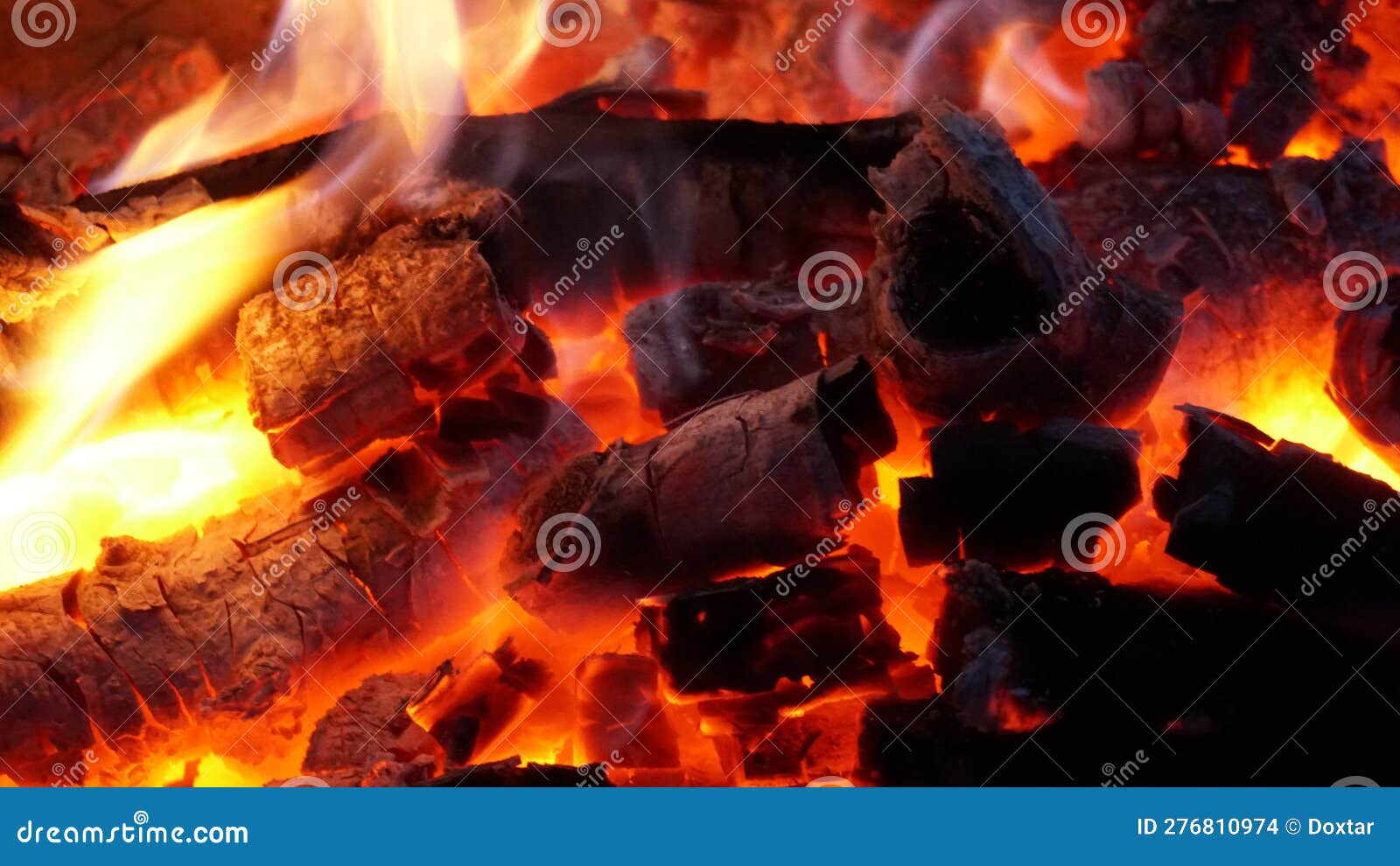 Campfire Inferno Closeup View on Firewood Stock Photo - Image of copy ...