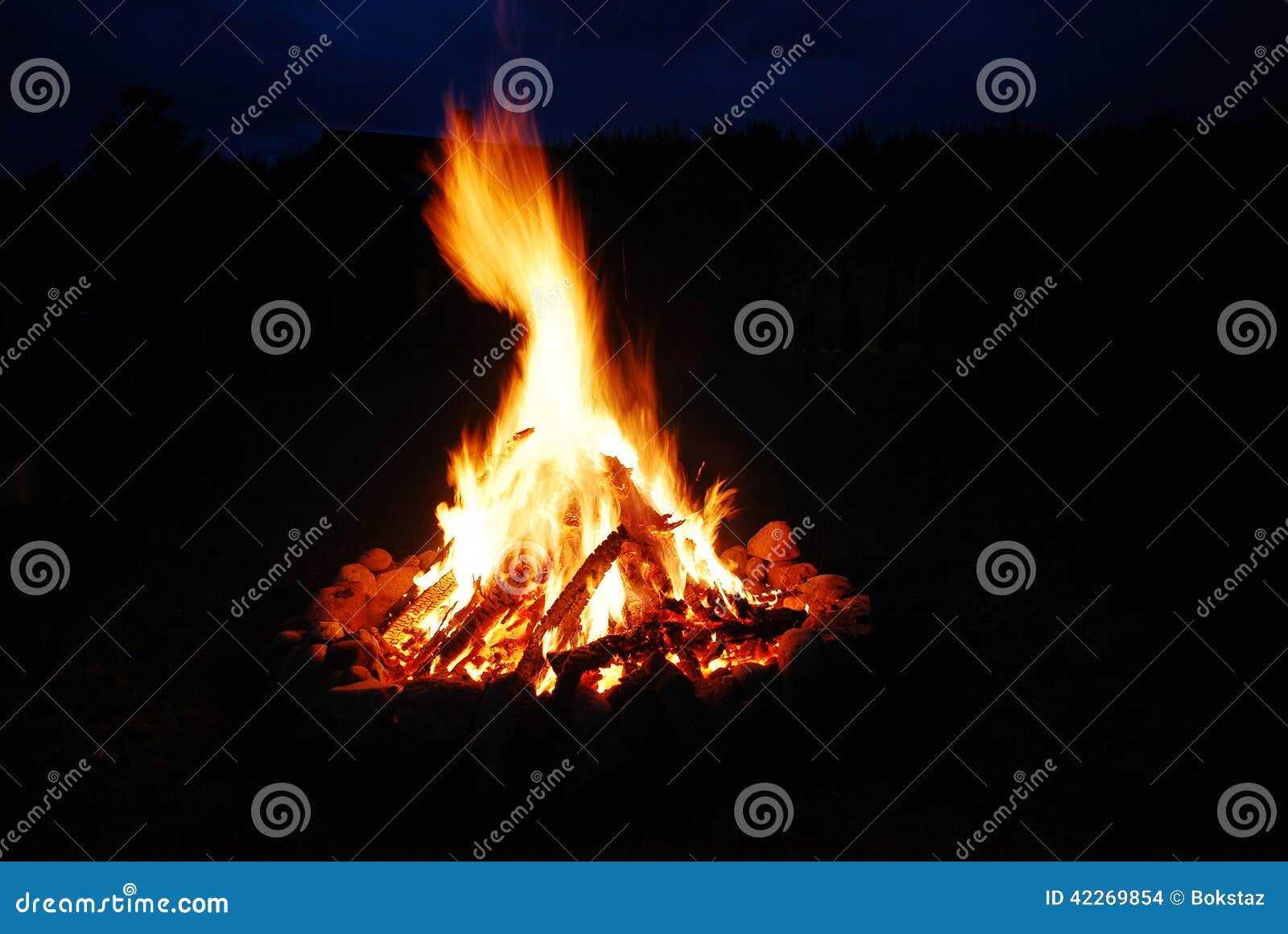 Campfire Light in Dark Night Time Stock Photo - Image of border, danger ...