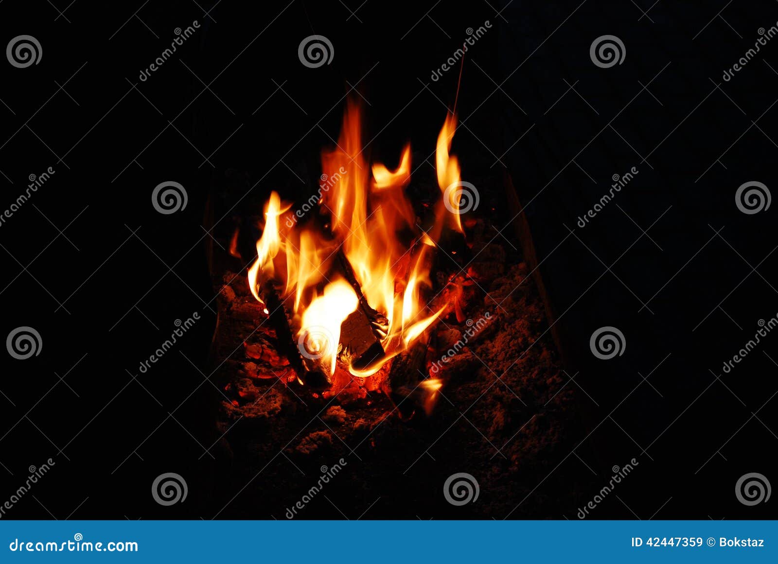 Campfire Light in Dark Night Time Stock Image - Image of background ...