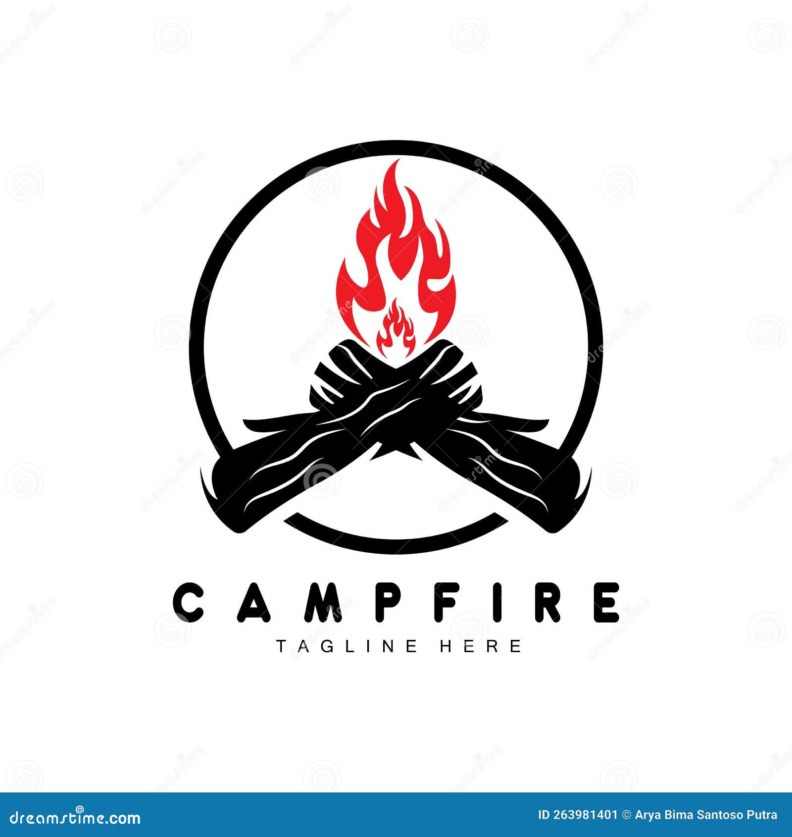 Campfire Logo Design, Camping Vector, Wood Fire and Forest Design Stock ...