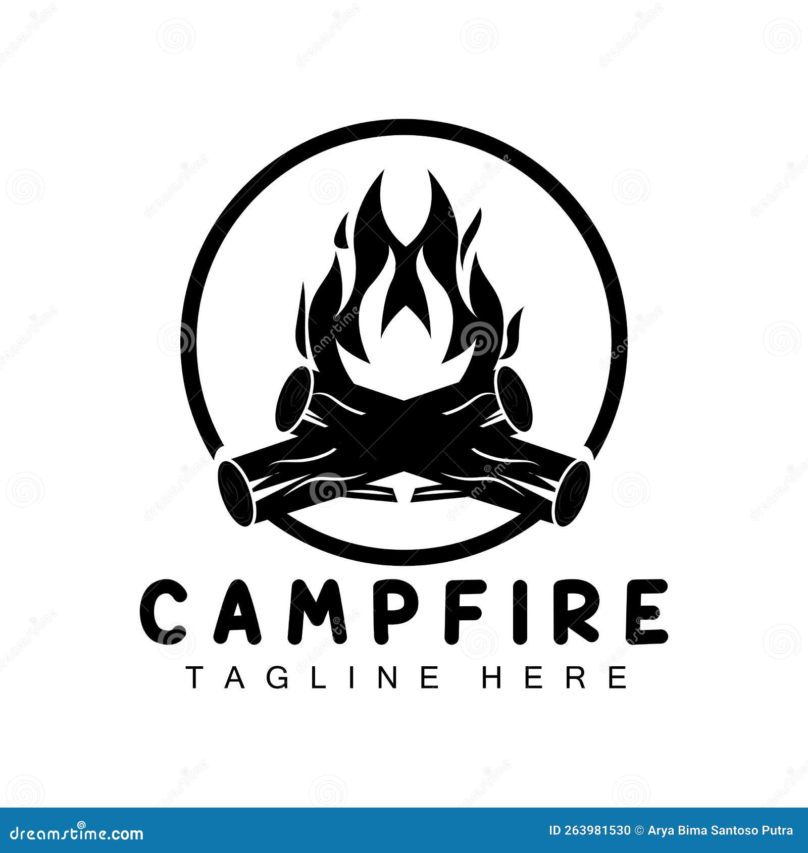 Campfire Logo Design, Camping Vector, Wood Fire and Forest Design Stock ...
