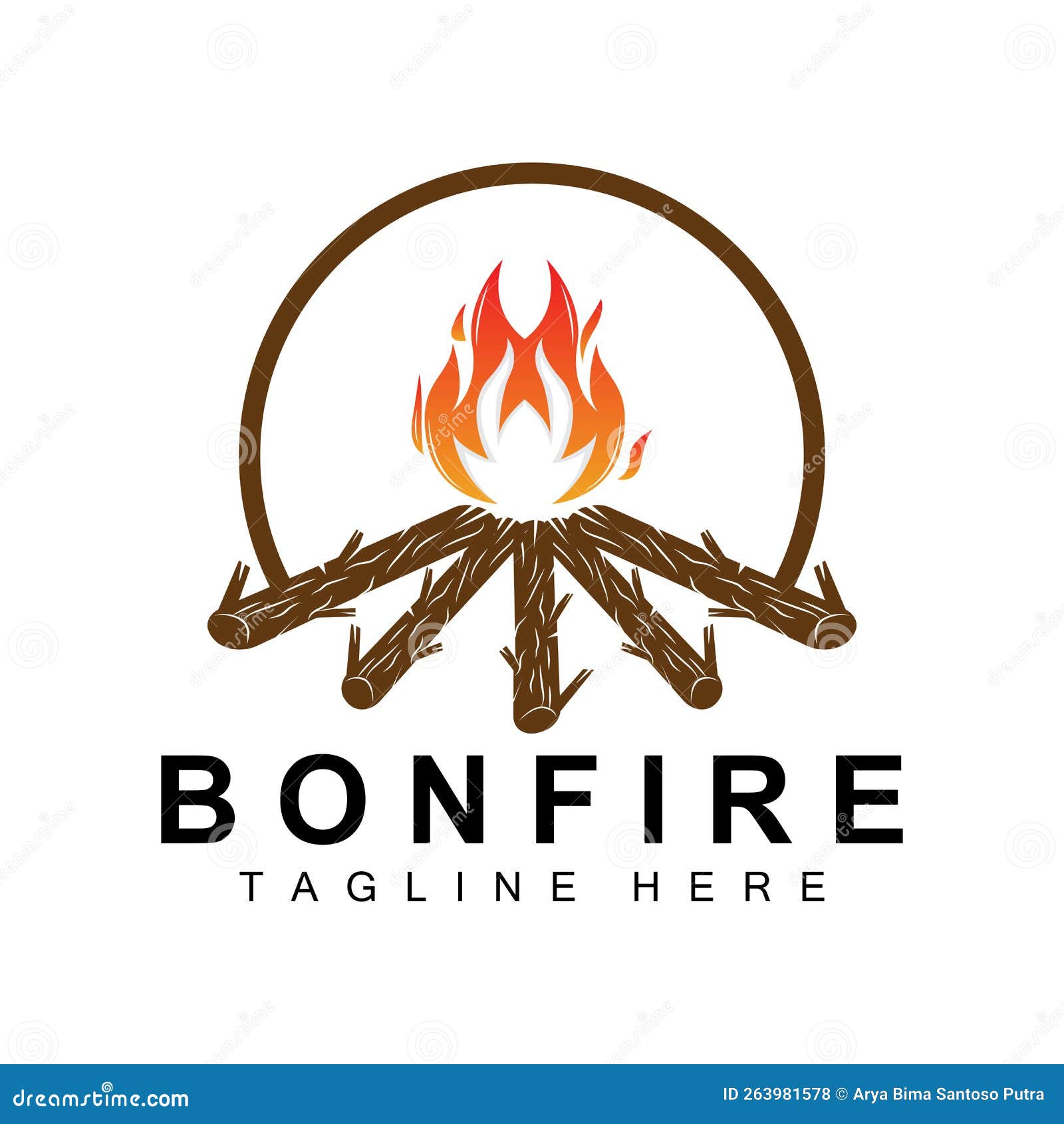 Campfire Logo Design, Camping Vector, Wood Fire and Forest Design Stock ...