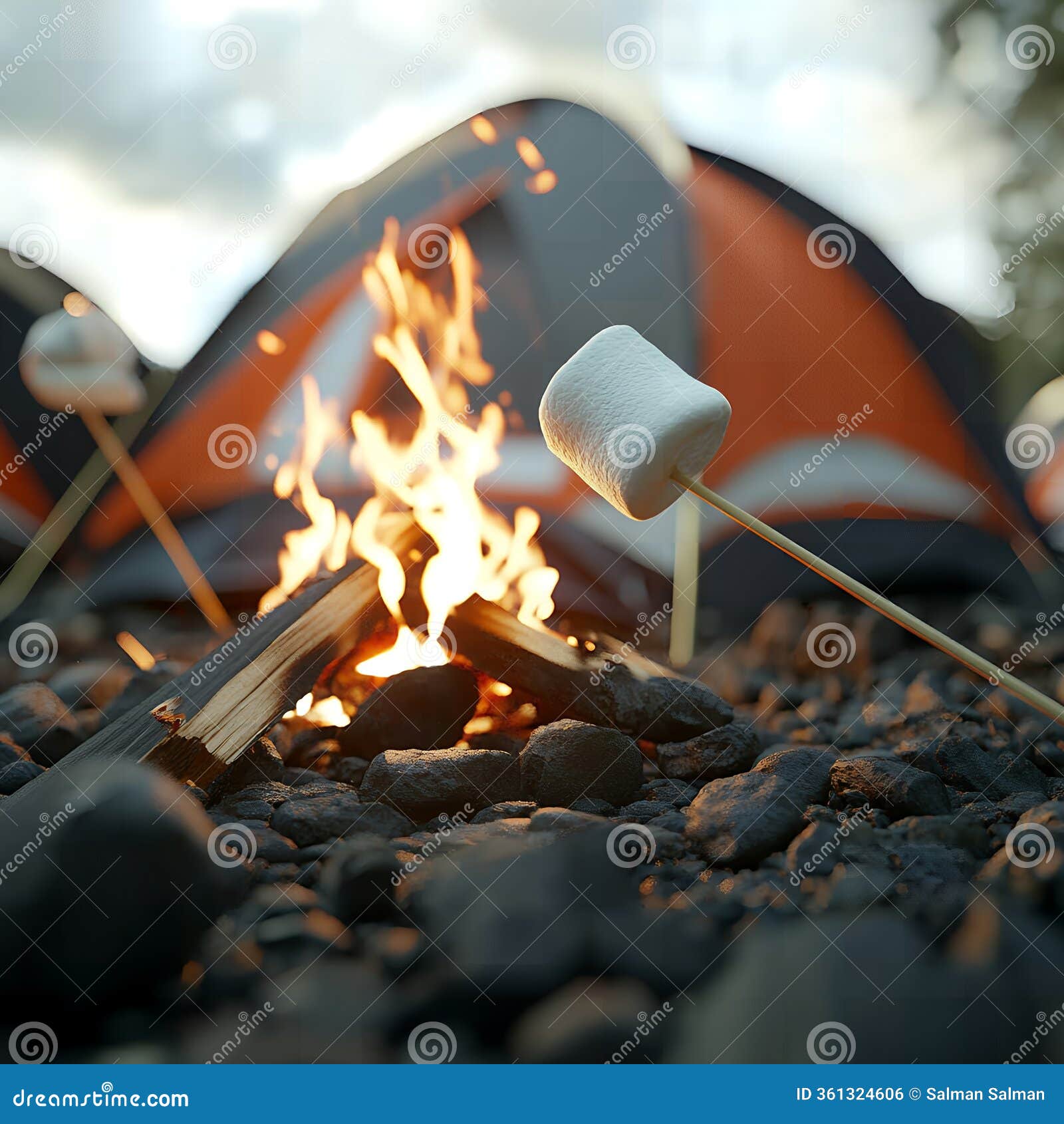 Campfire And Marshmallow Skewers A Cozy Scene Royalty-Free Stock Image | CartoonDealer.com ...