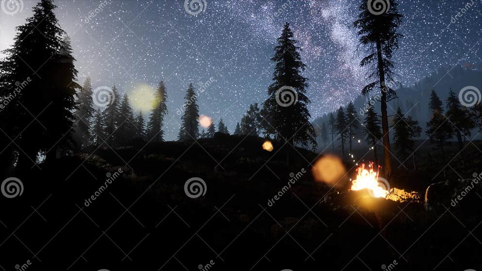 Campfire at Mountain stock photo. Image of summer, mountain - 268820918