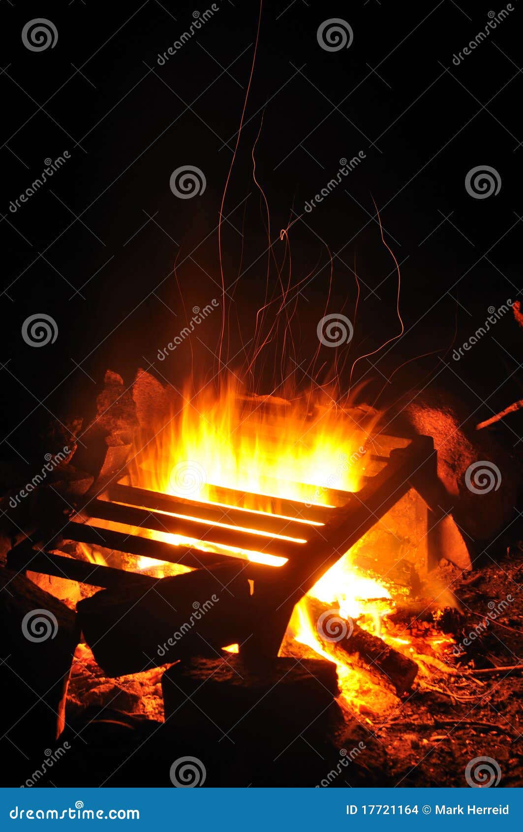 Campfire at Night stock photo. Image of fire, grate, night - 17721164