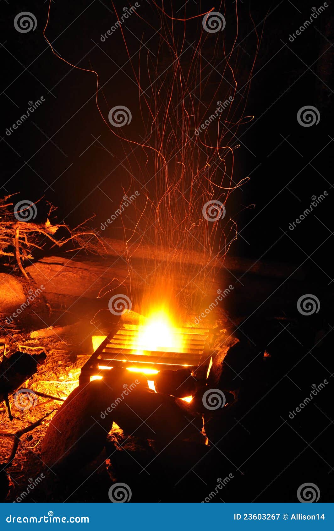 Campfire at Night stock image. Image of vertical, yellow - 23603267