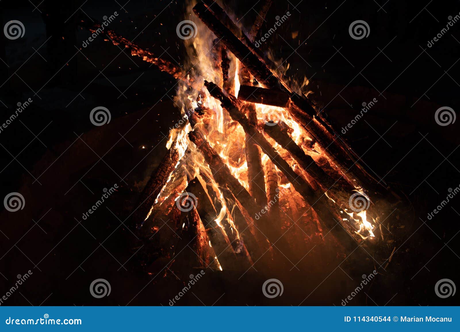 Campfire in a Night in Camping Stock Photo - Image of chimney, energy ...