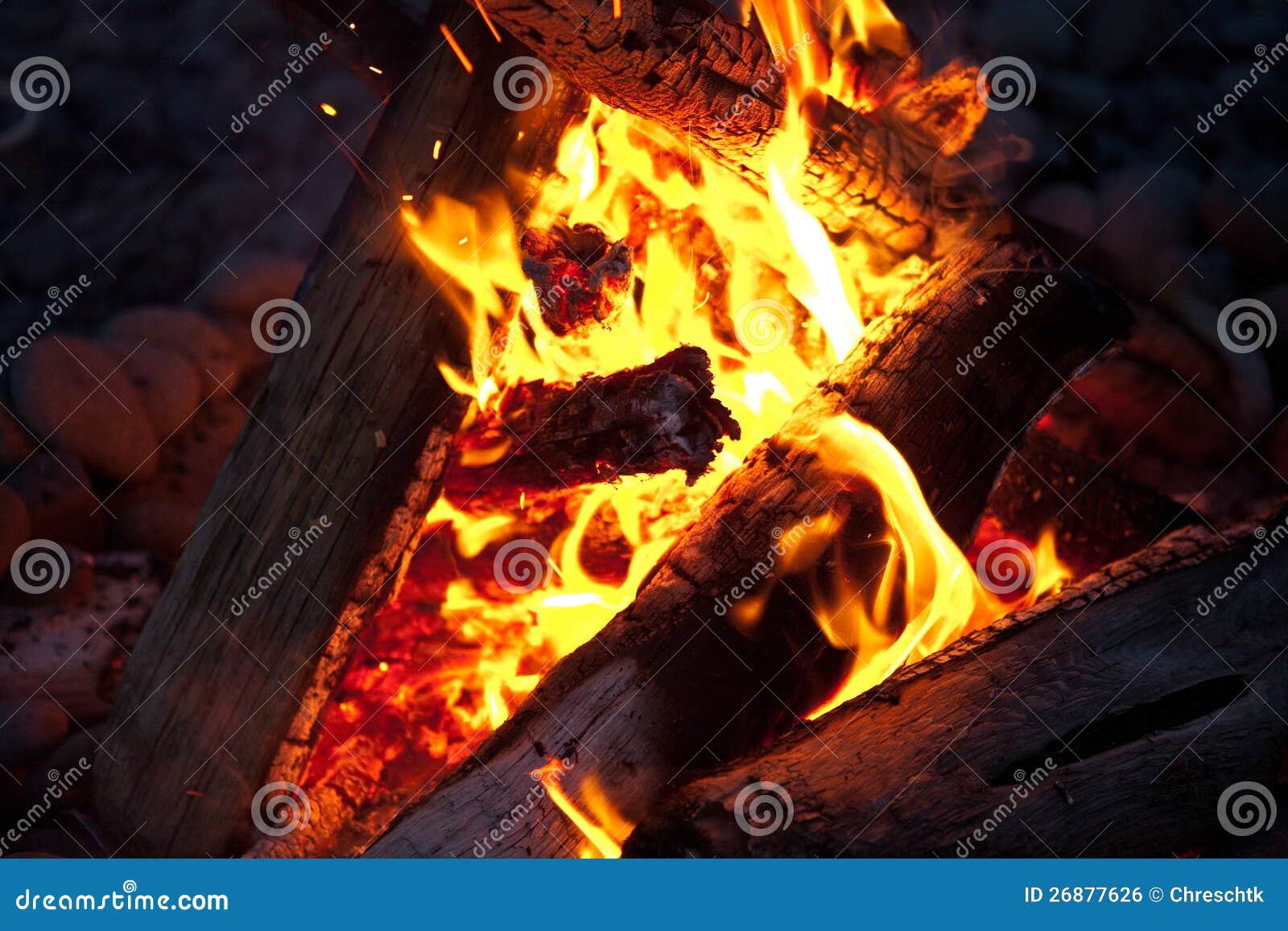 Campfire at Night on a Lonely Island Stock Photo - Image of burn ...
