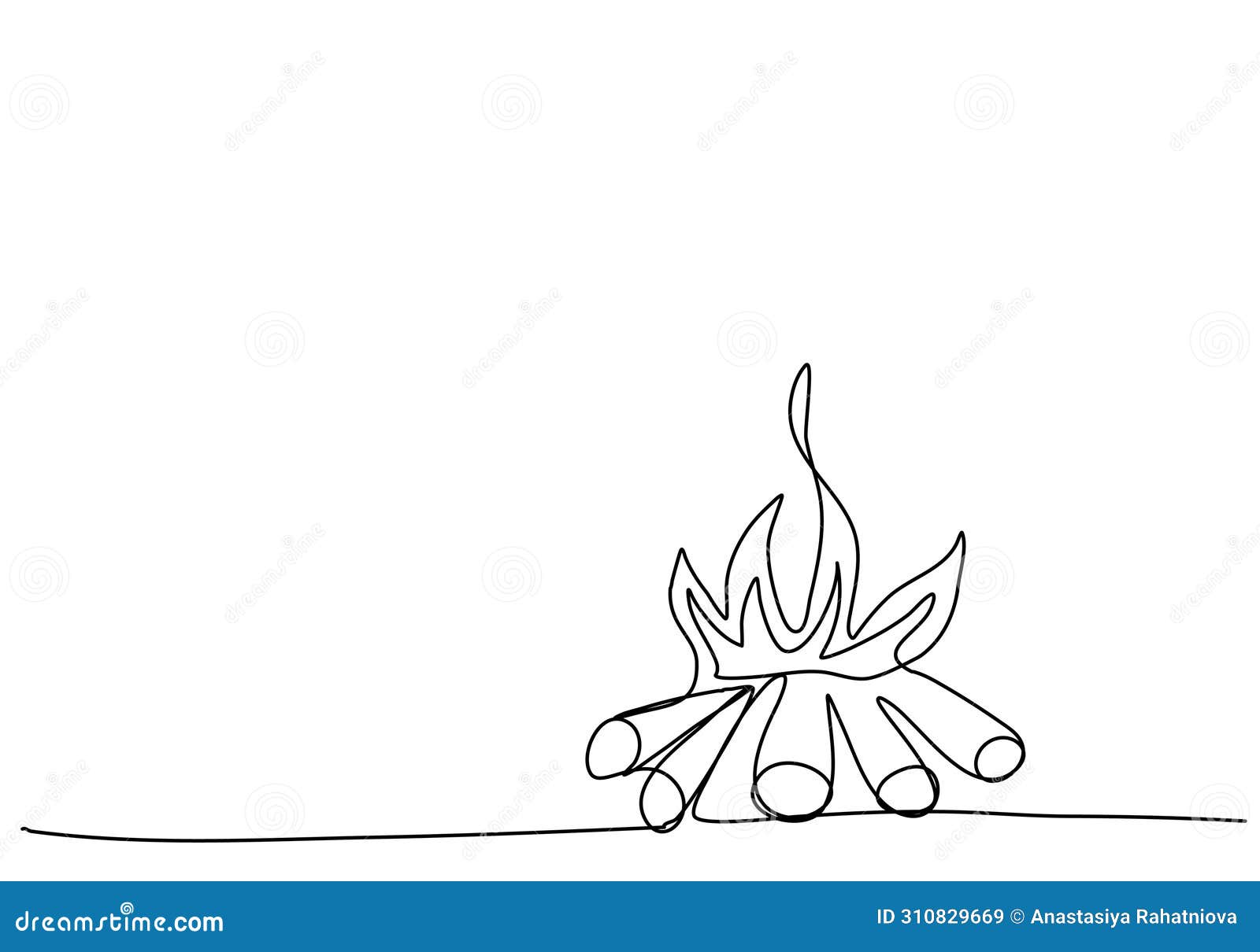 Campfire. One Line Drawing Animation With Alpha Channel Cartoon Vector ...