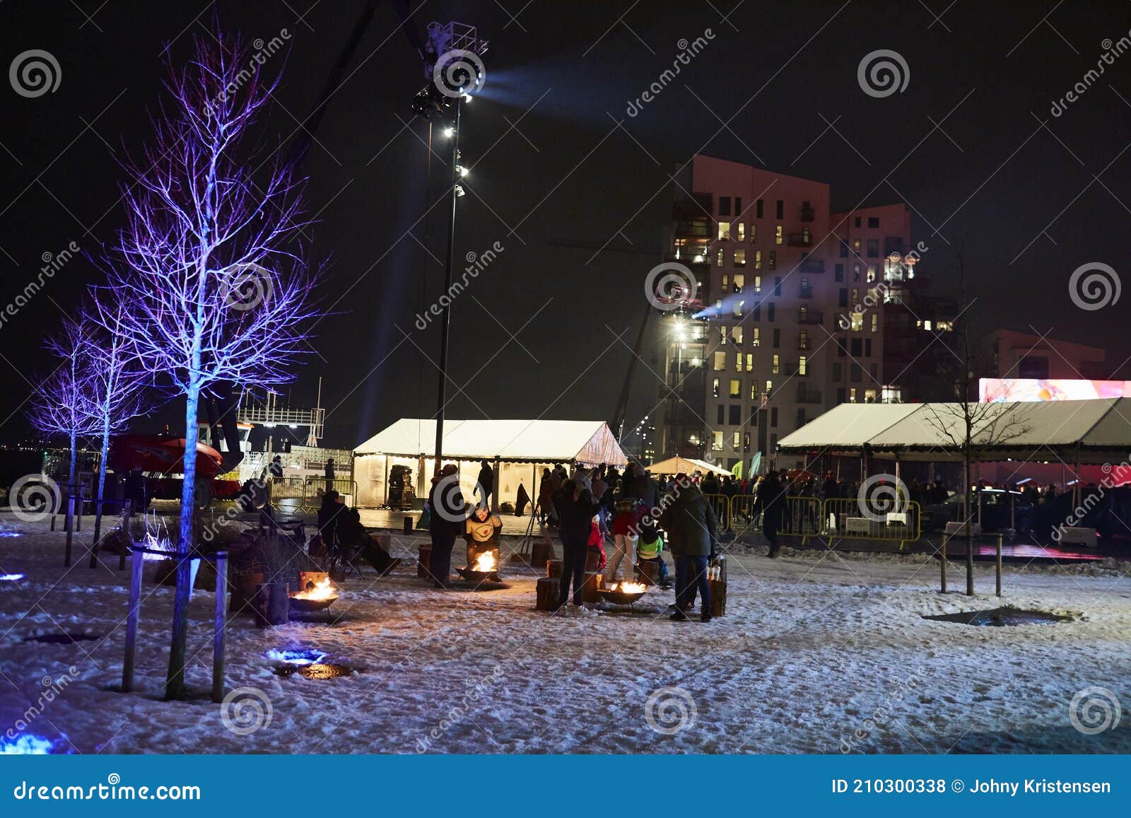 Campfire Outdoor in Snow during a Light Parade Stock Photo - Image of ...