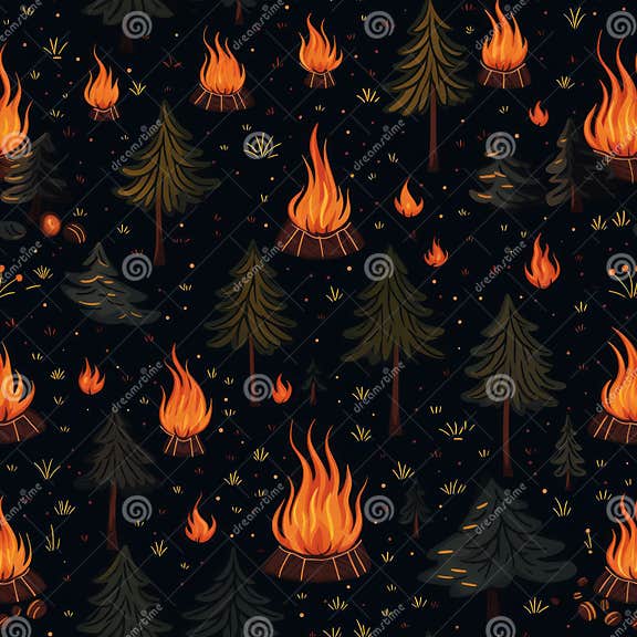 Campfire Pattern. Generate Ai Stock Illustration - Illustration of energy, banner: 288224500
