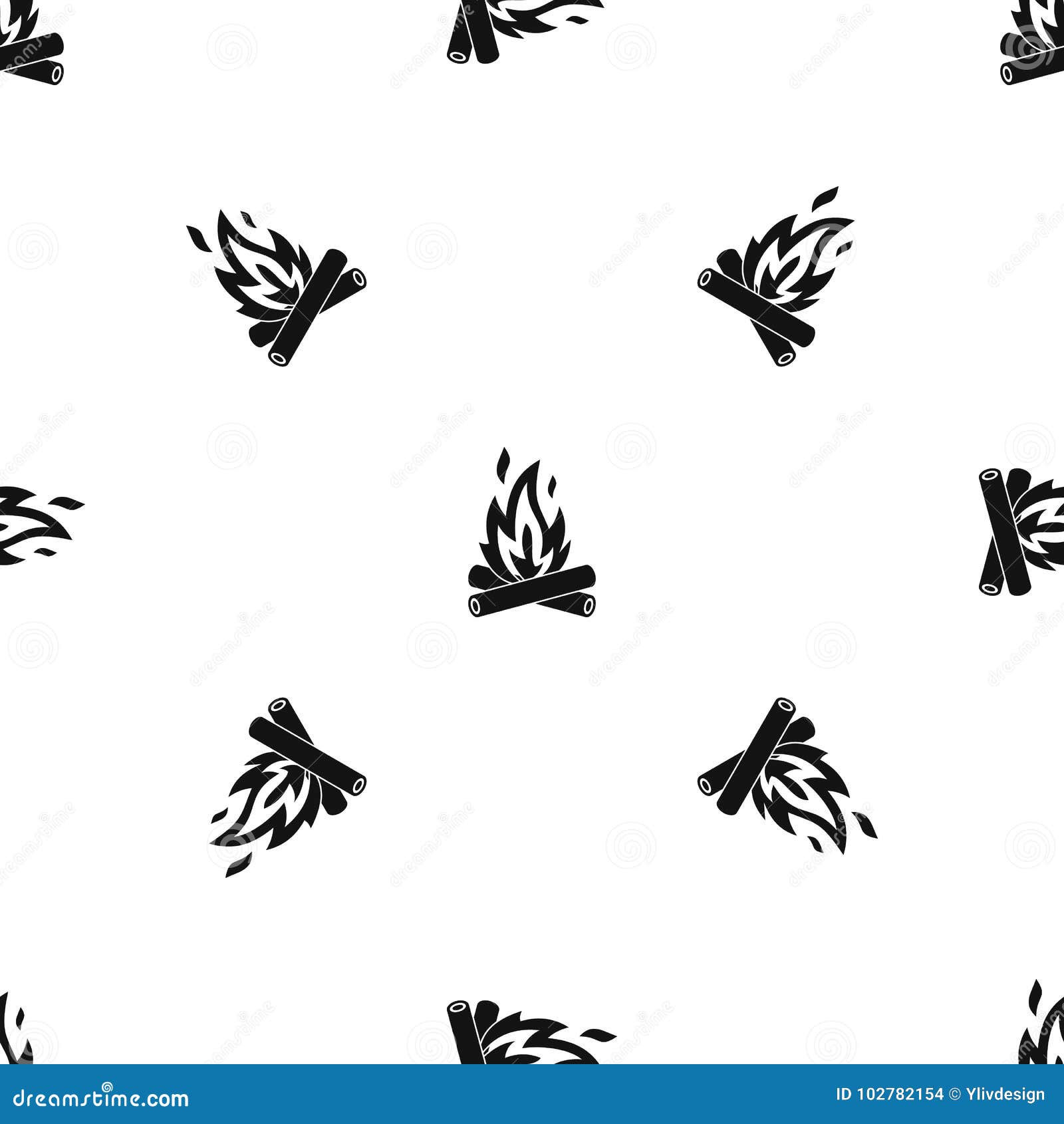 Campfire Pattern Seamless Black Stock Vector - Illustration of isolated ...