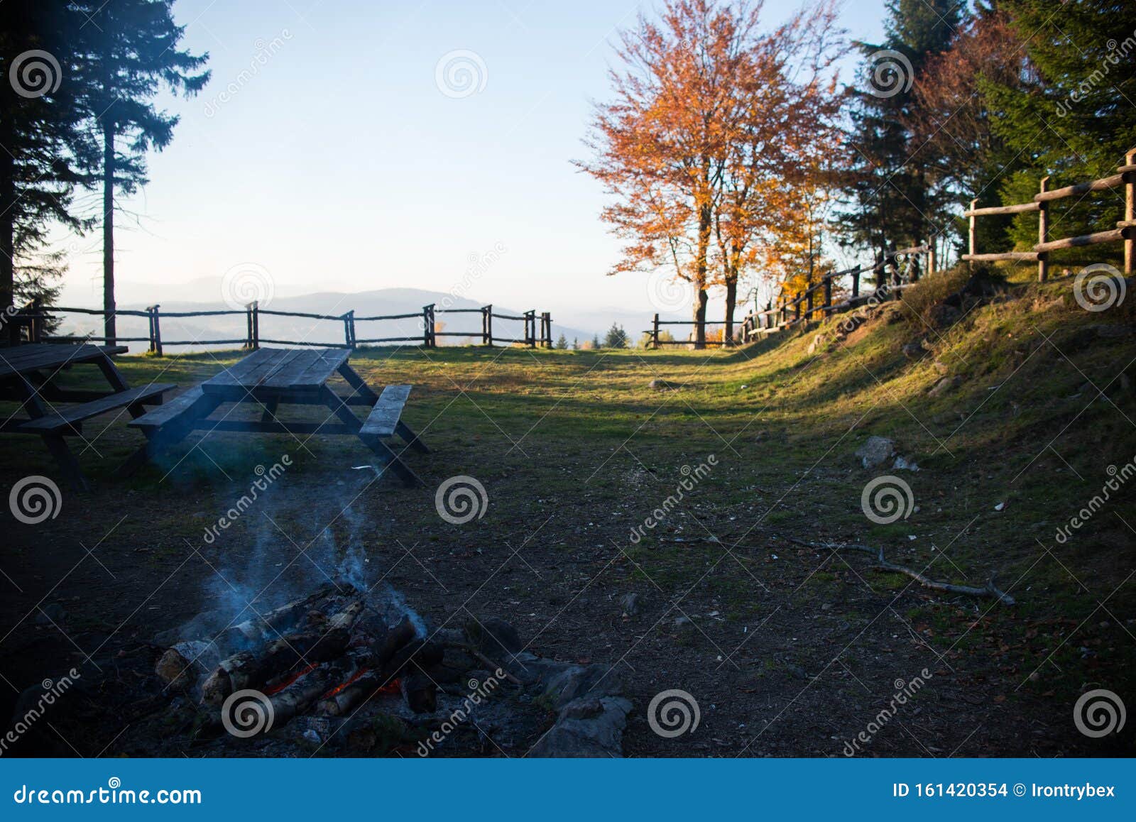 Campfire Place in Glade in the Mountains Stock Photo - Image of 2029 ...