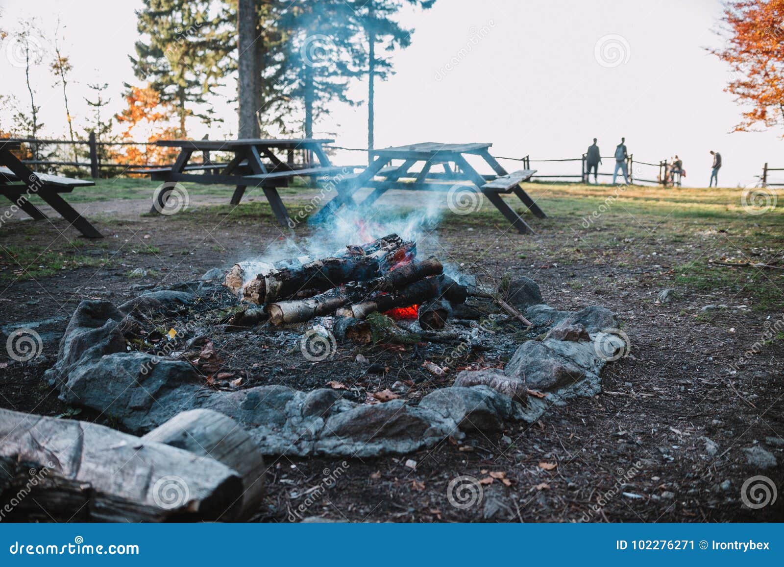 Campfire Place in Glade in the Mountains Stock Image - Image of bonfire ...