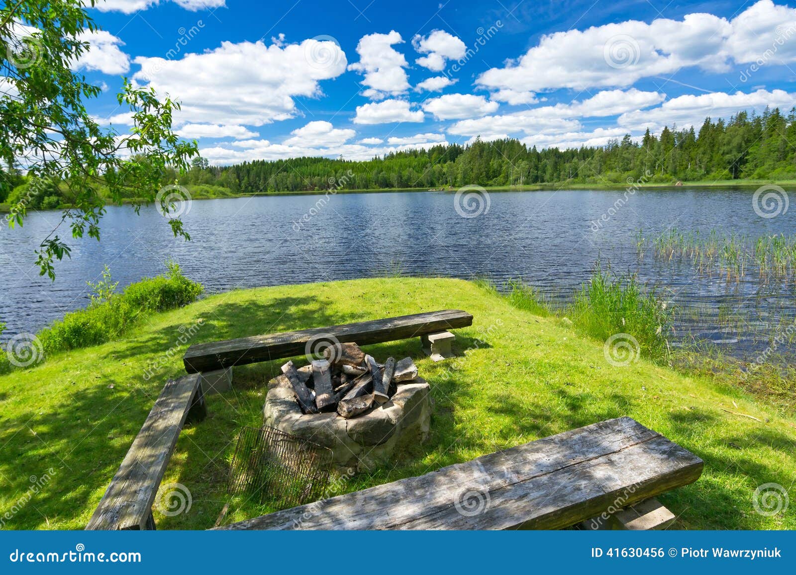 Campfire Place on the Lake Coast Stock Photo - Image of color, sunny ...