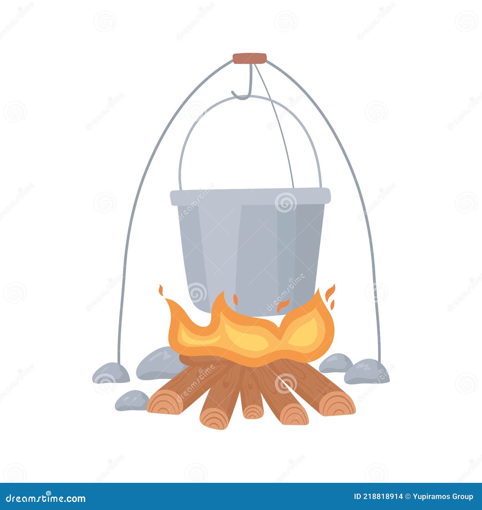 Campfire with pot stock vector. Illustration of food - 218818914