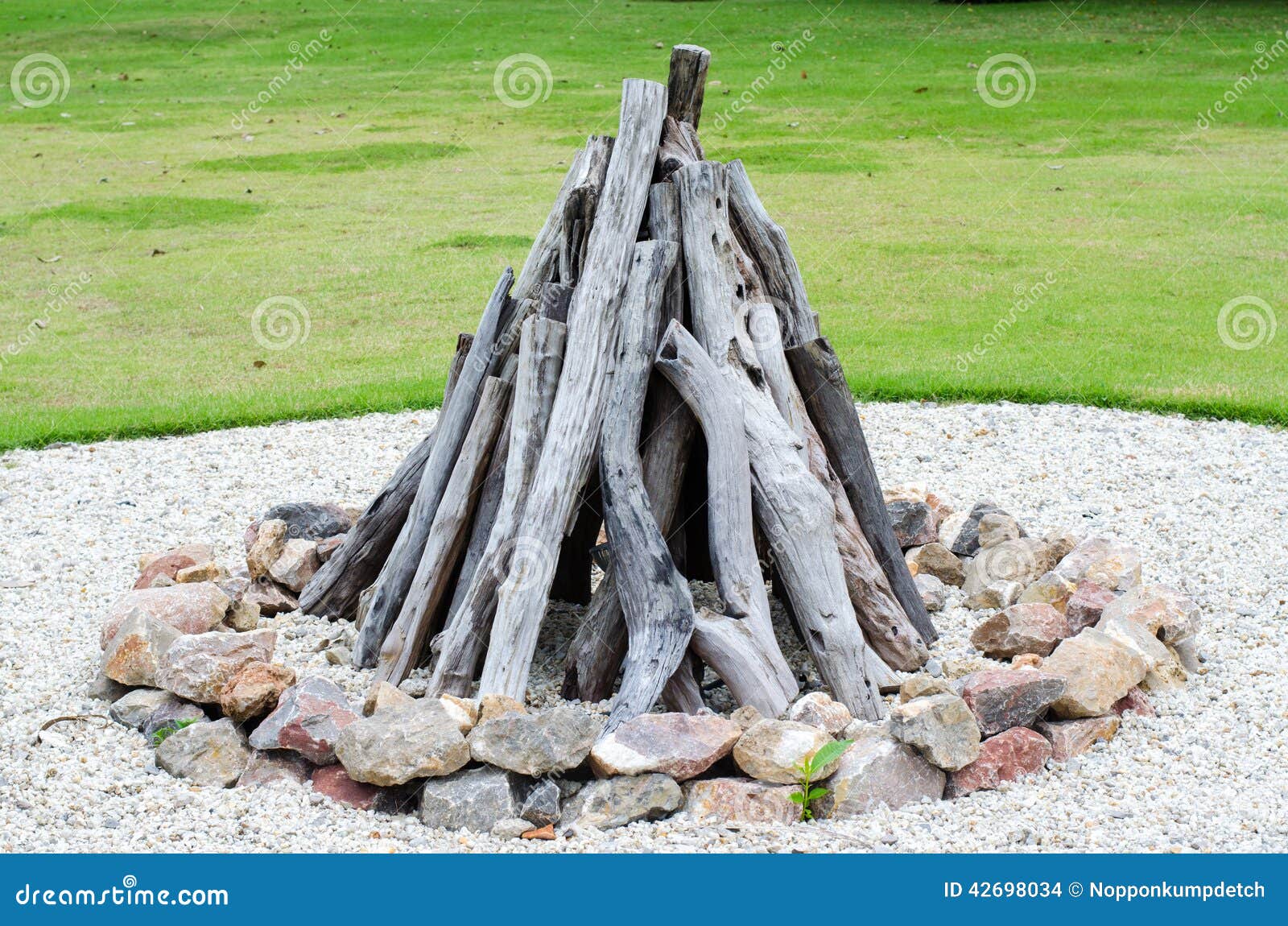 Campfire Preparation in Field Stock Photo - Image of firewood, closeup ...