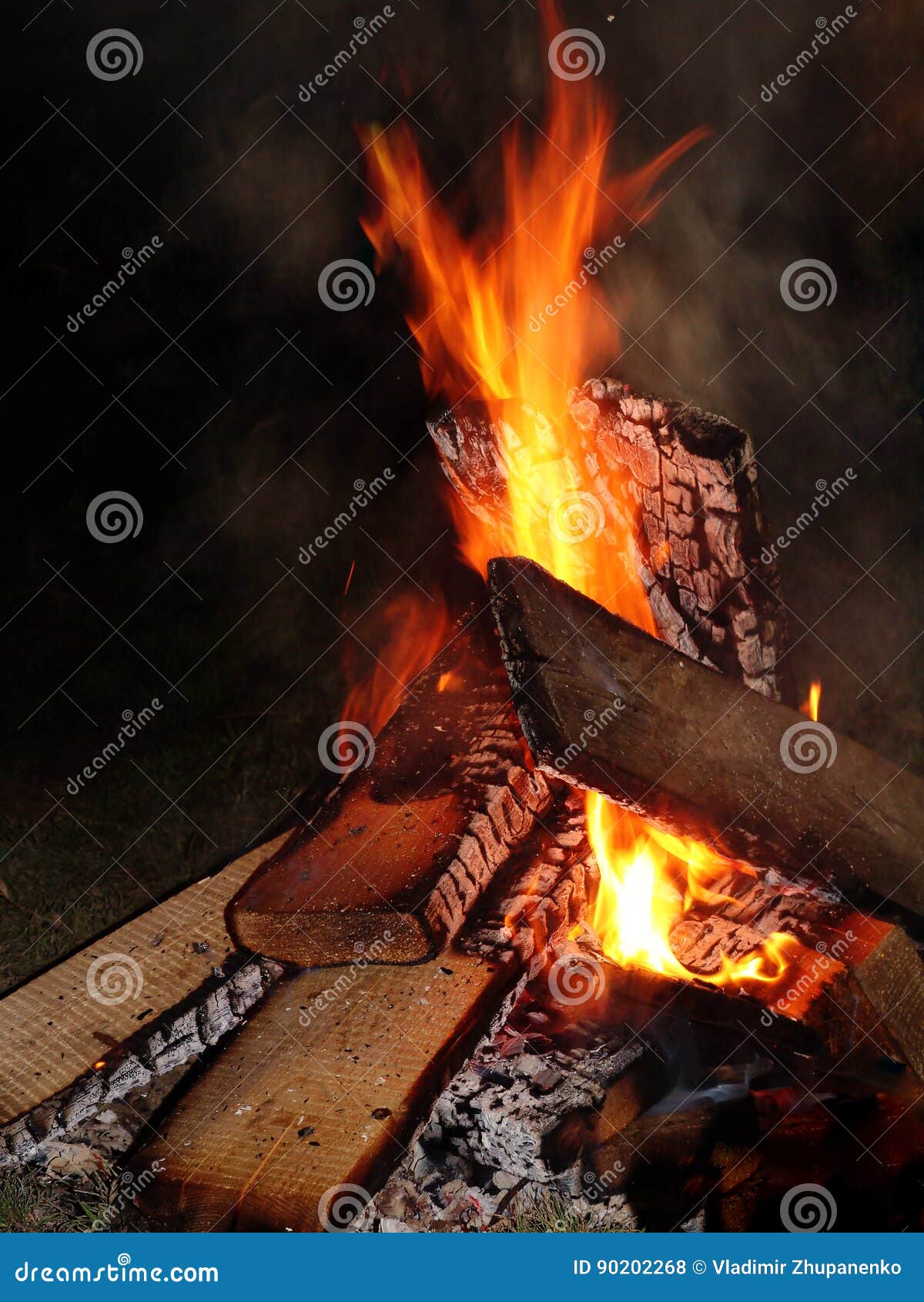 Campfire by the River on a Dark Night Stock Photo - Image of bright ...