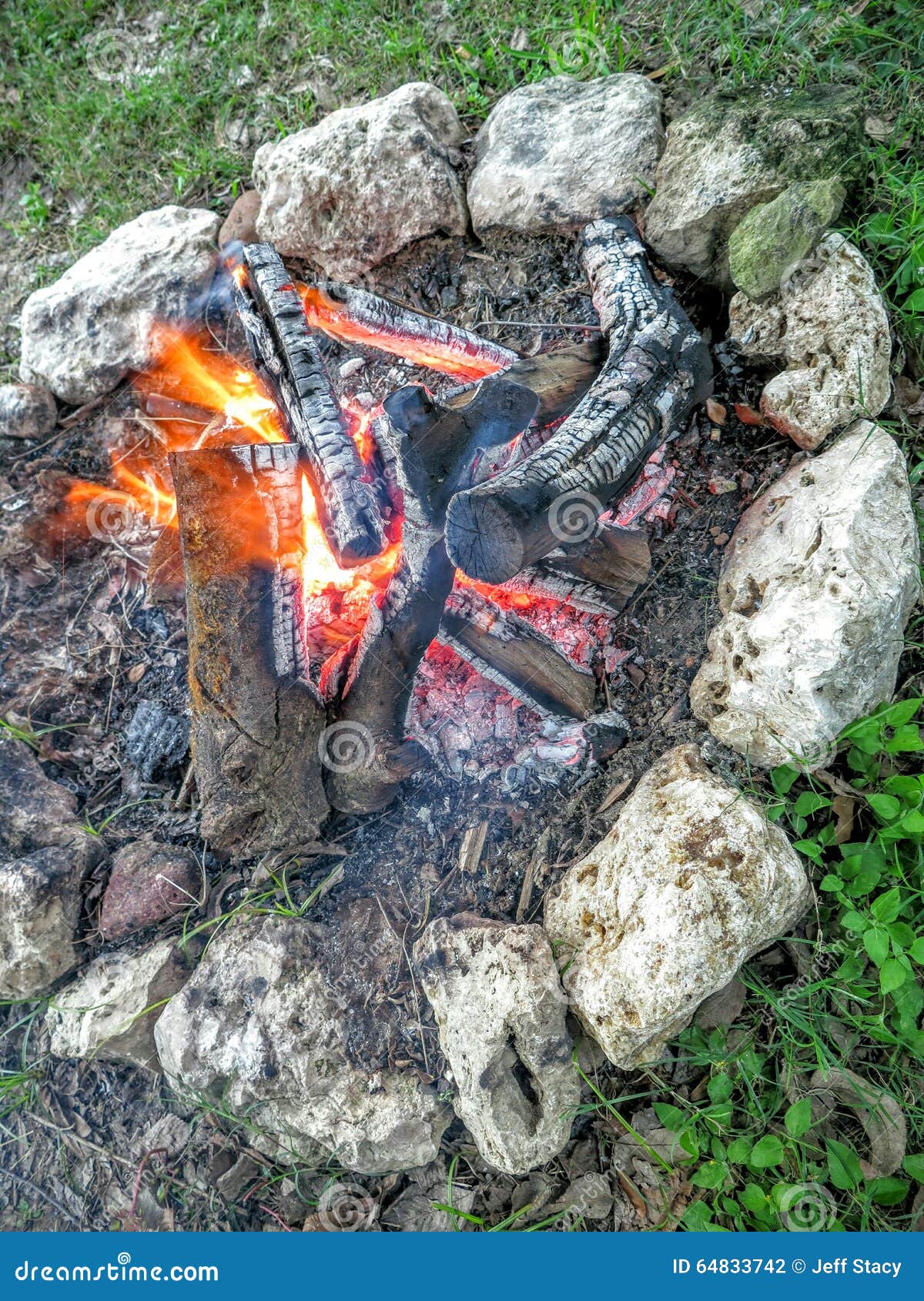 Campfire with Rock Circle stock photo. Image of camp - 64833742