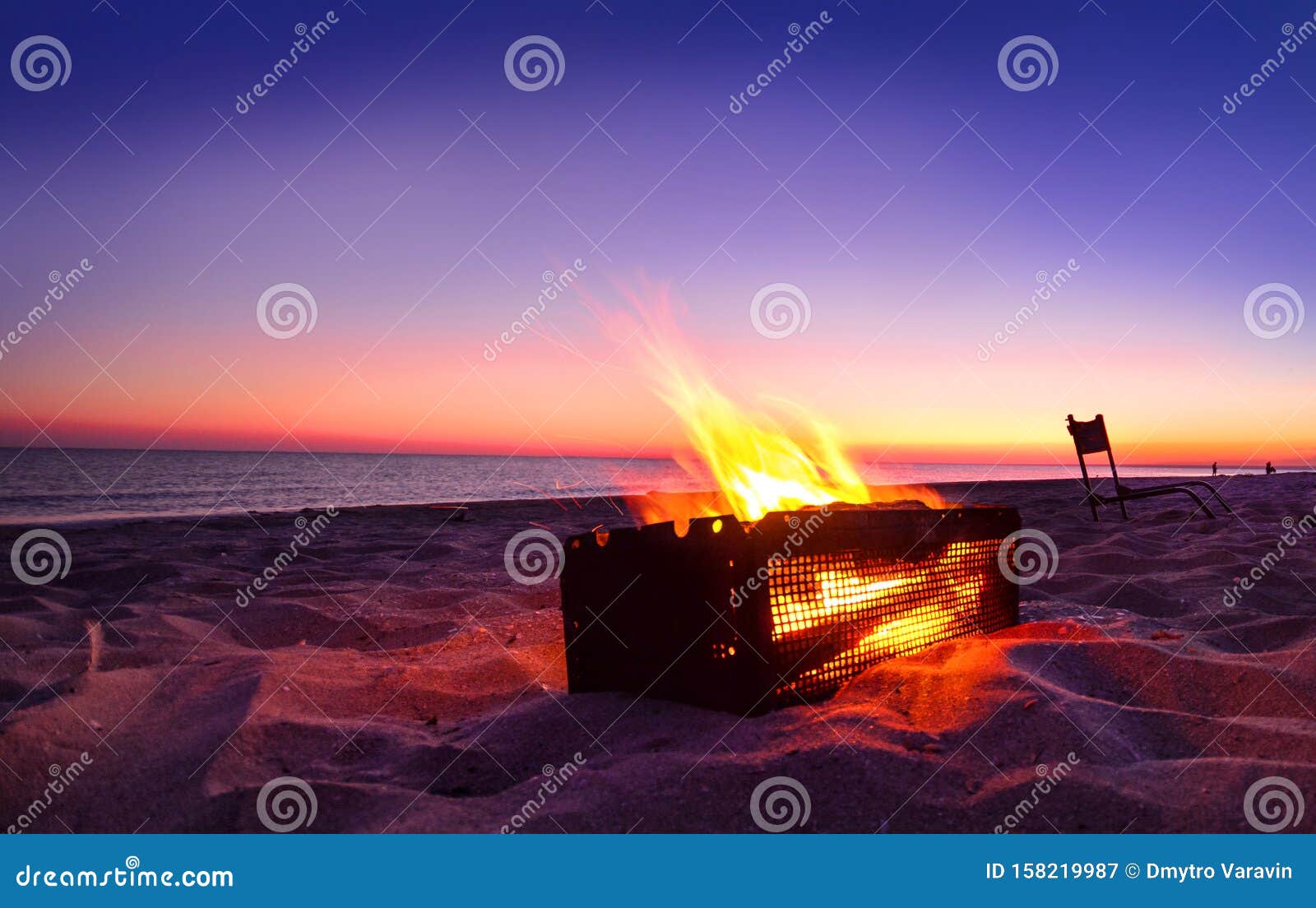 Campfire on a Sea Beach at Night Stock Image - Image of activity ...