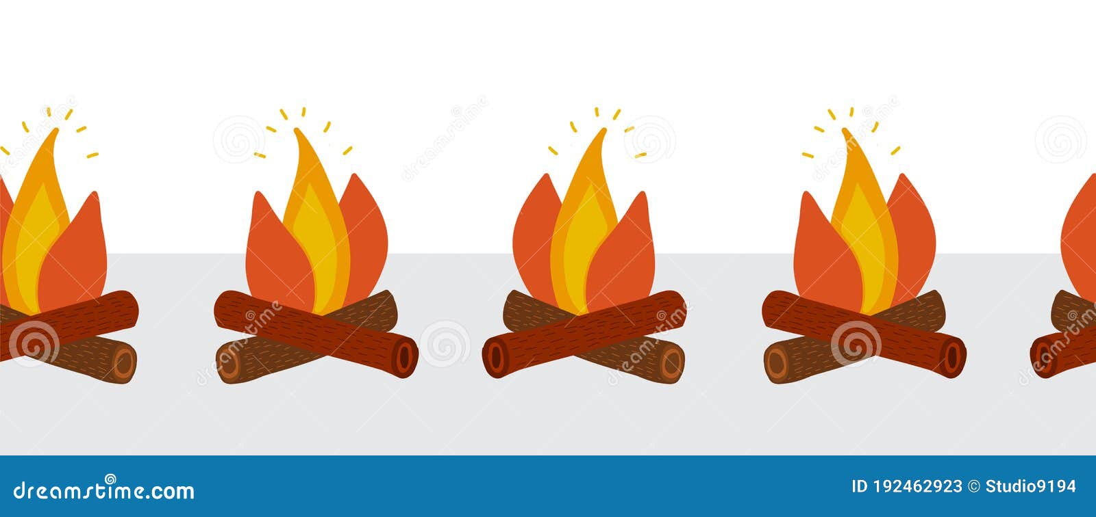 Campfire Seamless Vector Border Wood Campfire Pattern Stock Vector
