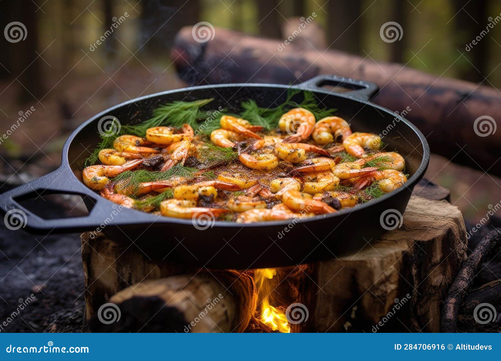 Campfire Shrimp Seasoned with Herbs and Spices Stock Photo - Image of ...