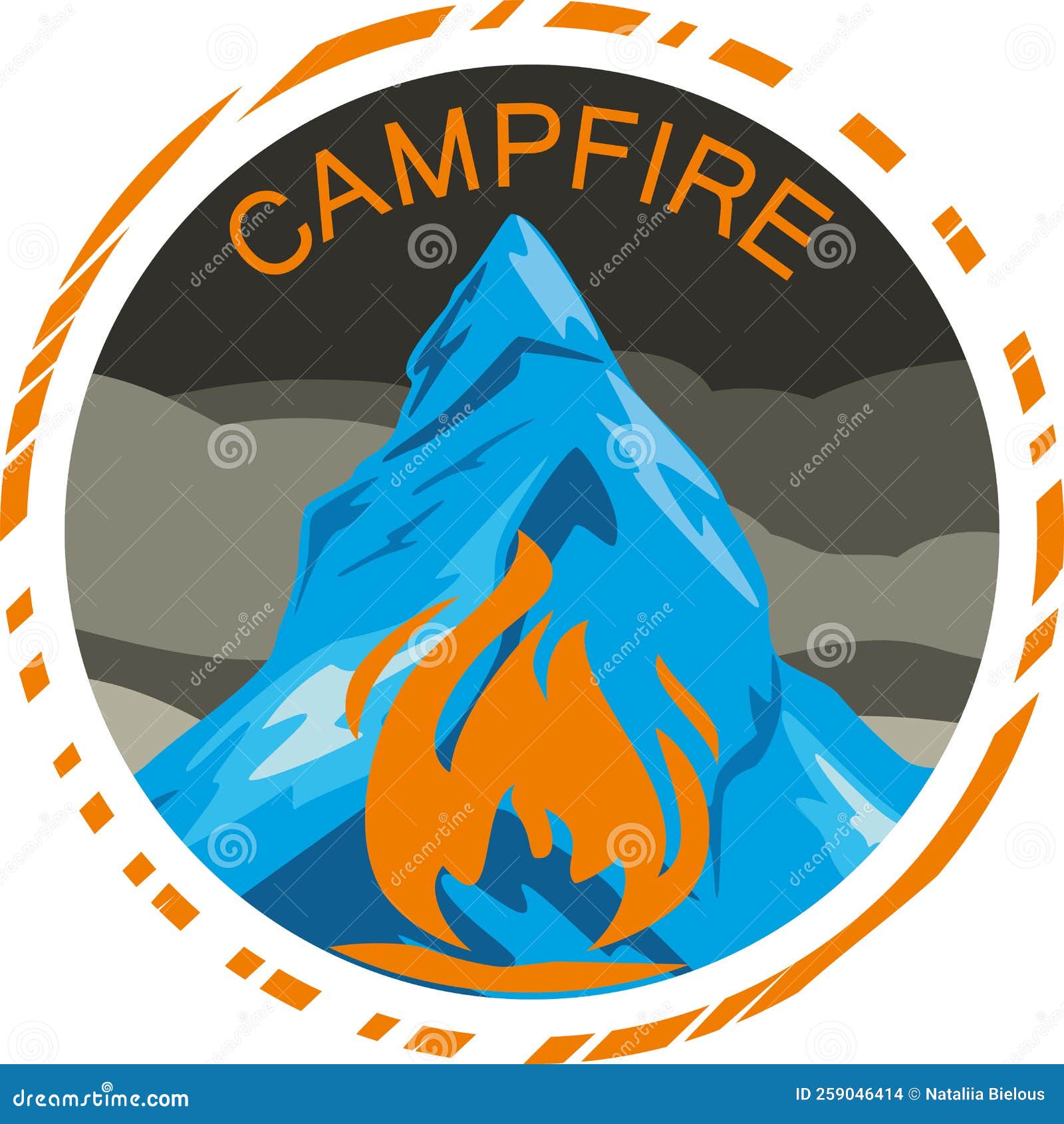 Campfire. Sign for design stock vector. Illustration of camper - 259046414