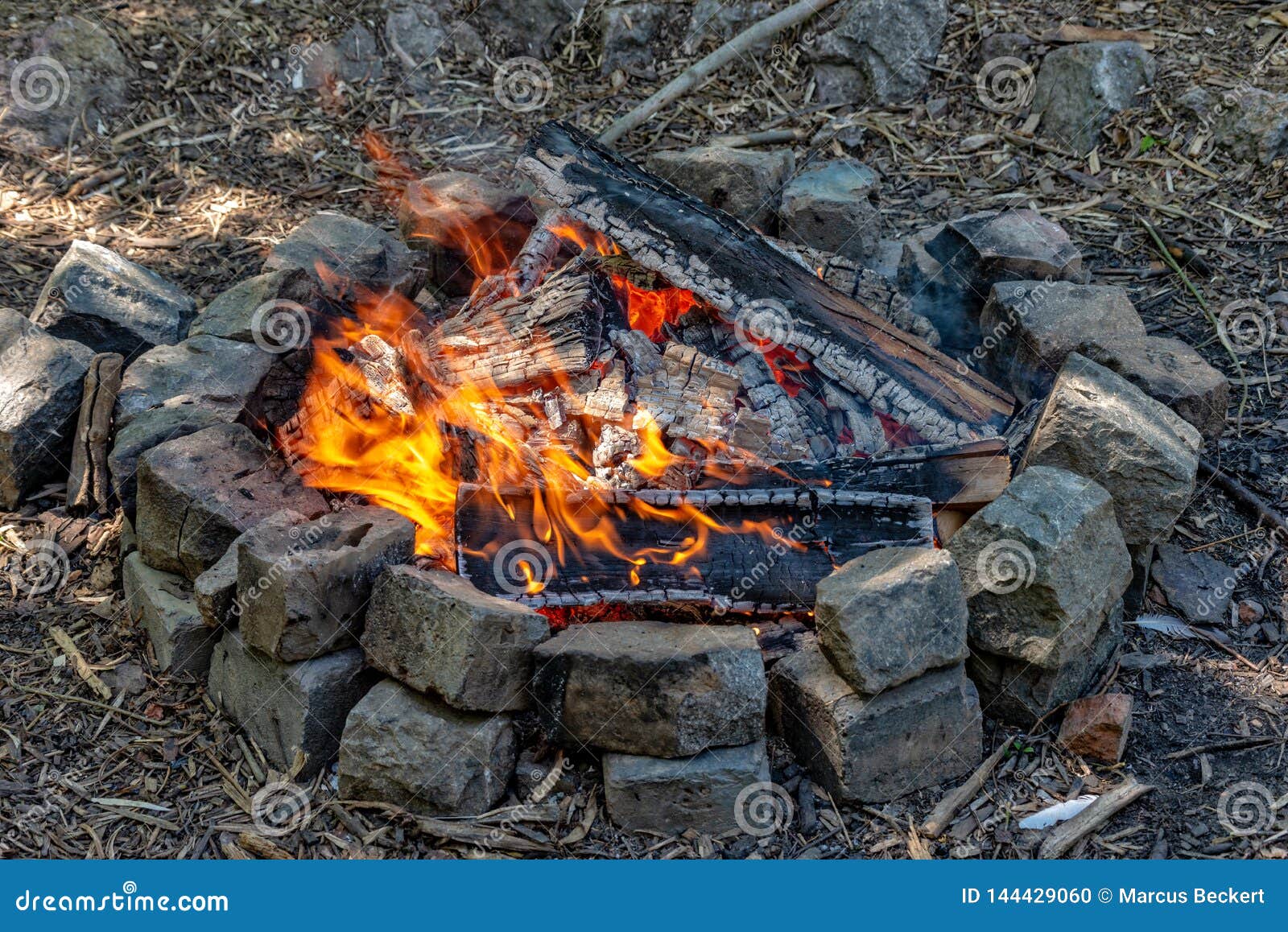 Campfire Site with Stone Border Stock Photo - Image of fire, energy ...