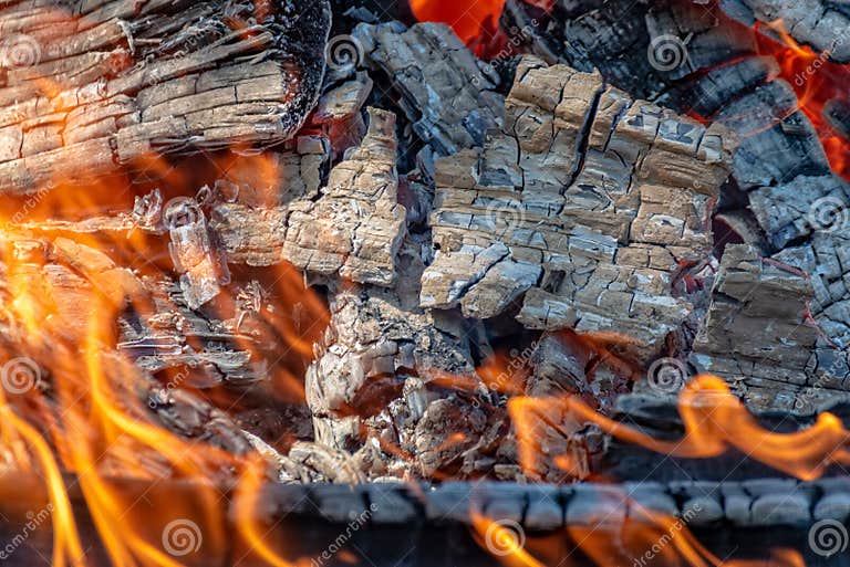 Campfire Site with Stone Border Stock Photo - Image of fire, coal ...