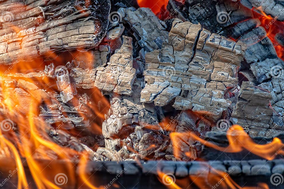 Campfire Site with Stone Border Stock Photo - Image of fire, coal ...