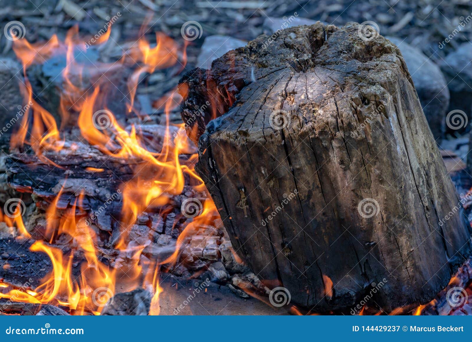 Campfire Site with Stone Border Stock Image - Image of outdoor, glow ...