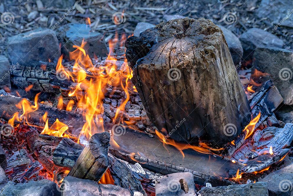 Campfire Site with Stone Border Stock Photo - Image of camping, outdoor ...
