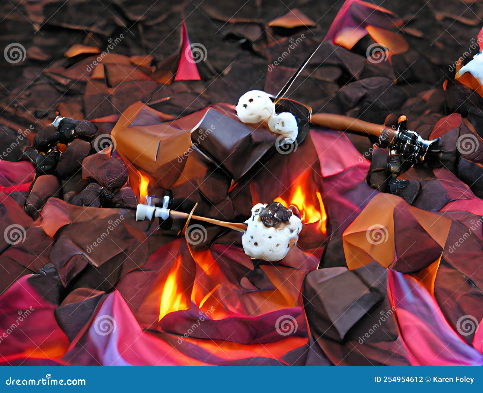 Campfire Smores Royalty-Free Cartoon | CartoonDealer.com #254954612