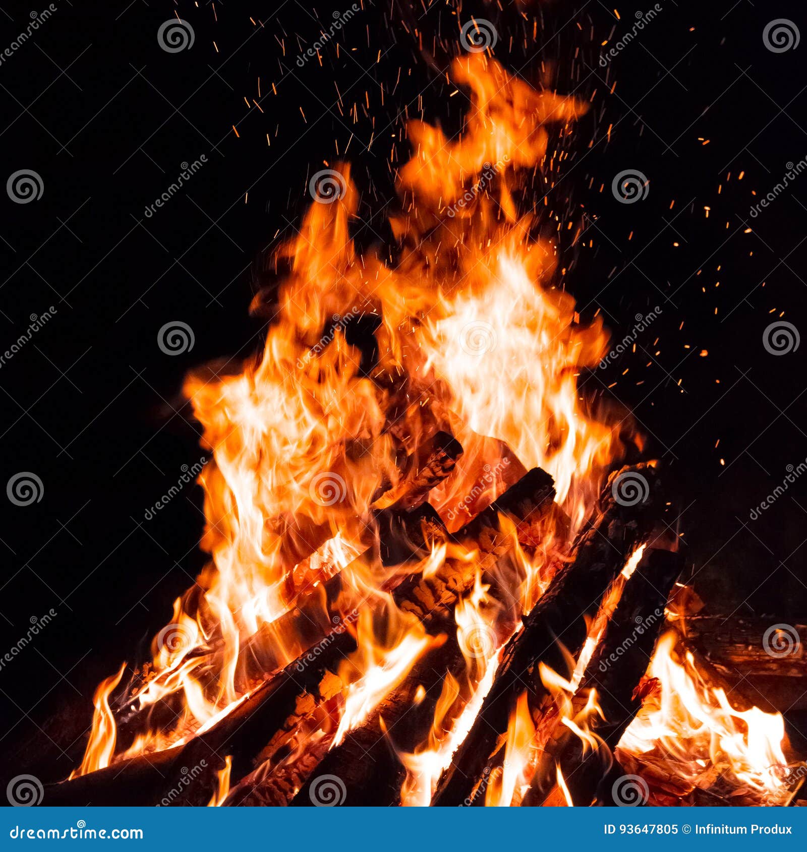 Campfire with sparks stock image. Image of burning, color - 93647805