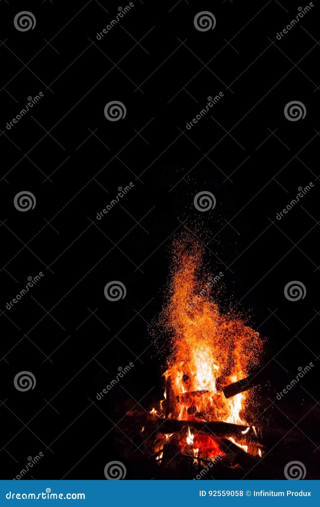 Campfire with sparks stock photo. Image of burning, temperature - 92559058