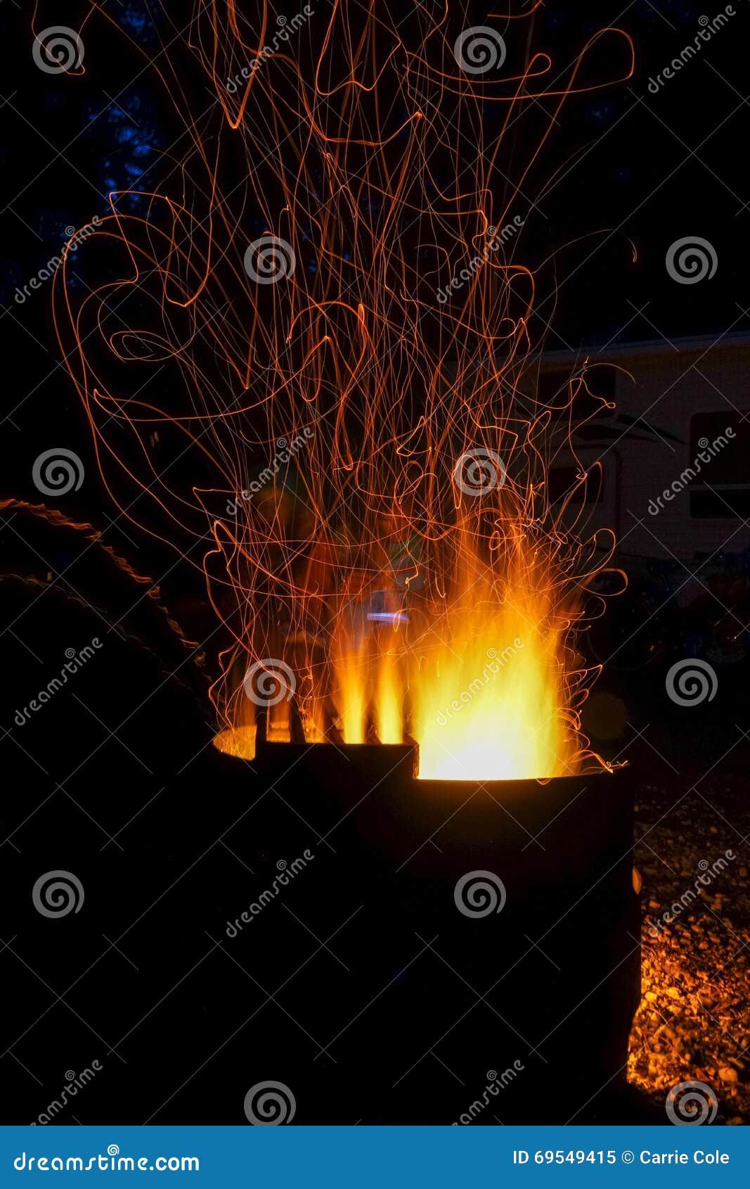 Campfire and Sparks during Summer Camping Stock Image - Image of ...