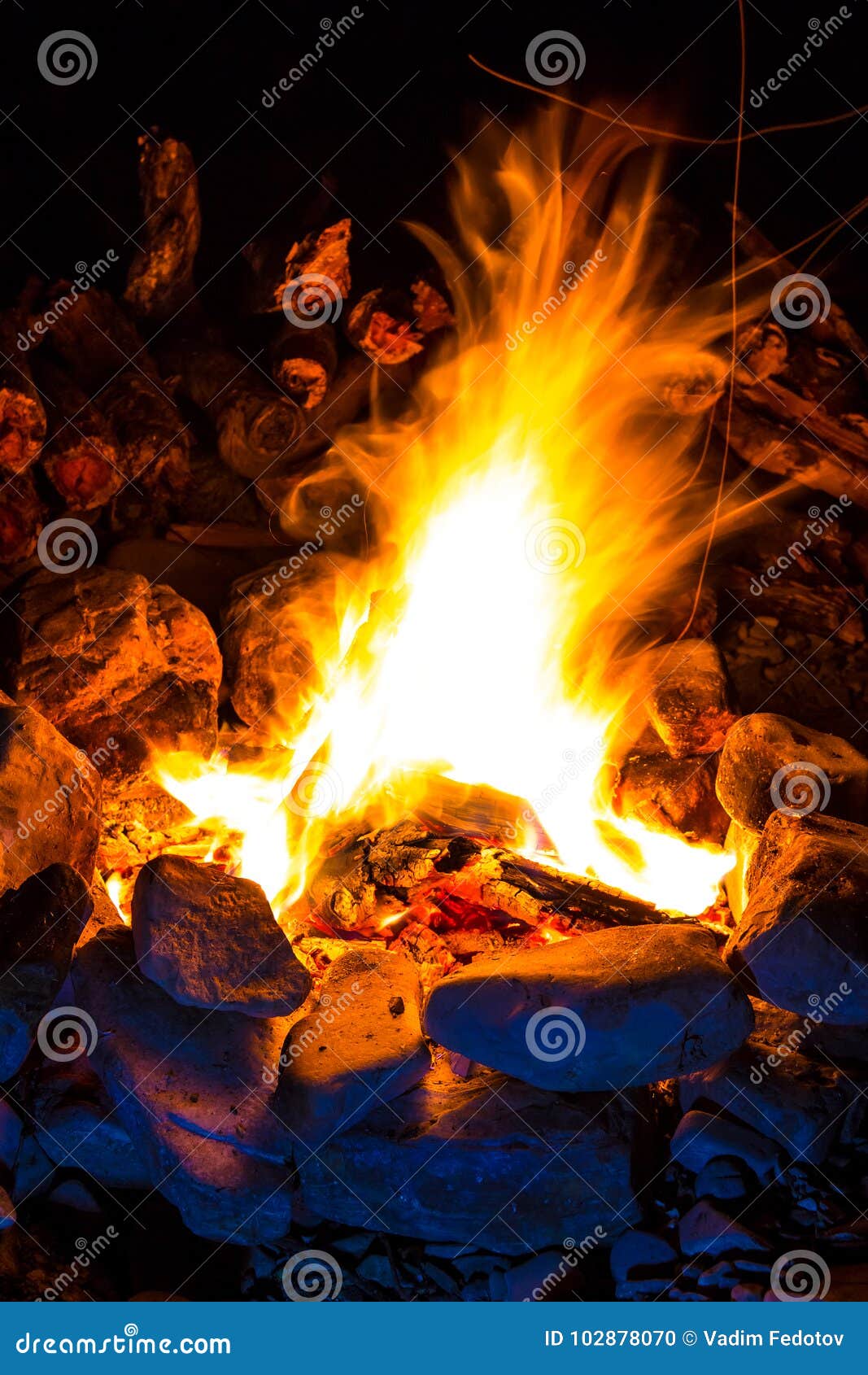 Campfire at night stock photo. Image of black, brushwood - 102878070