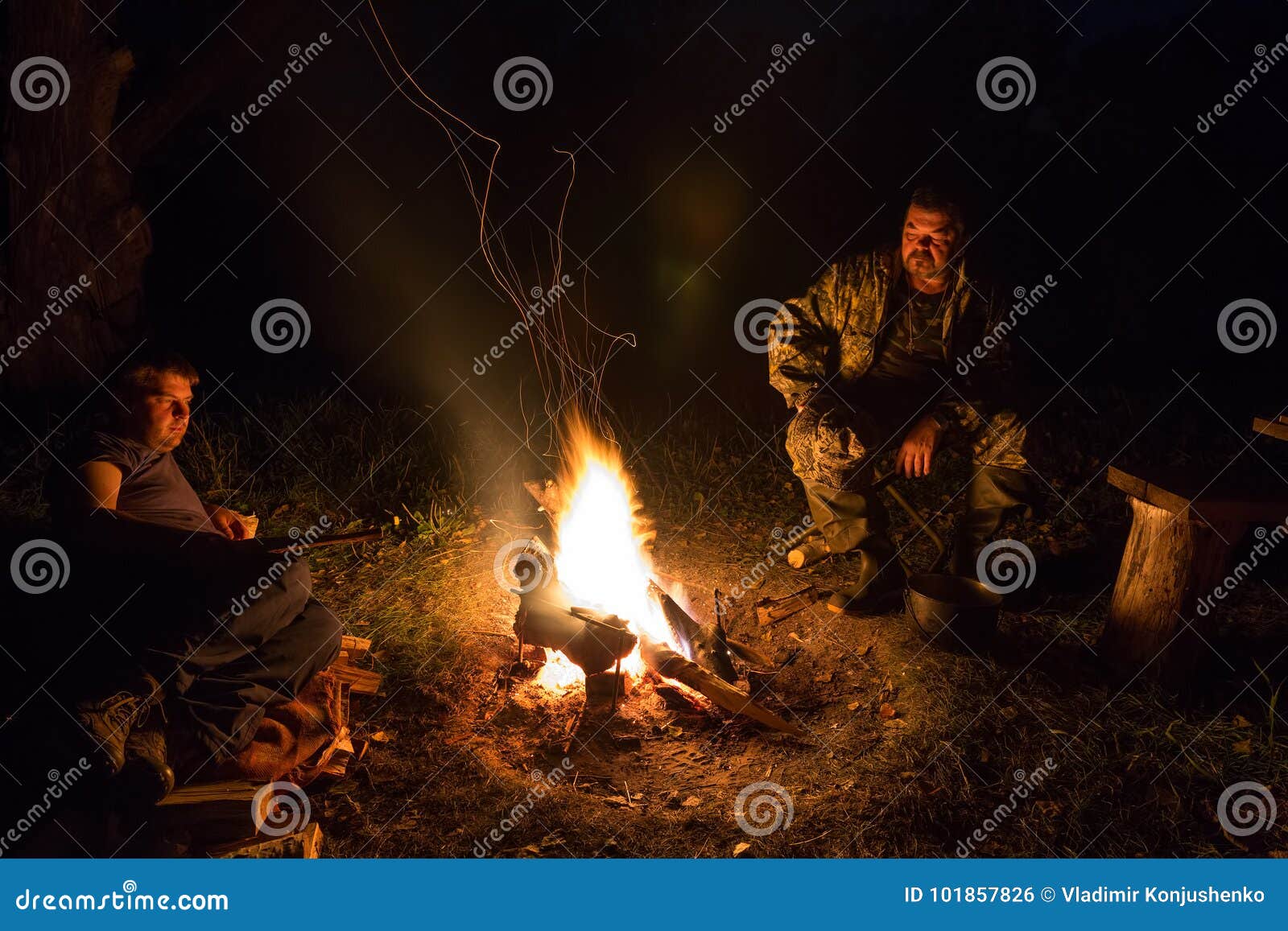 Campfire stock photo. Image of night, campfire, people - 101857826