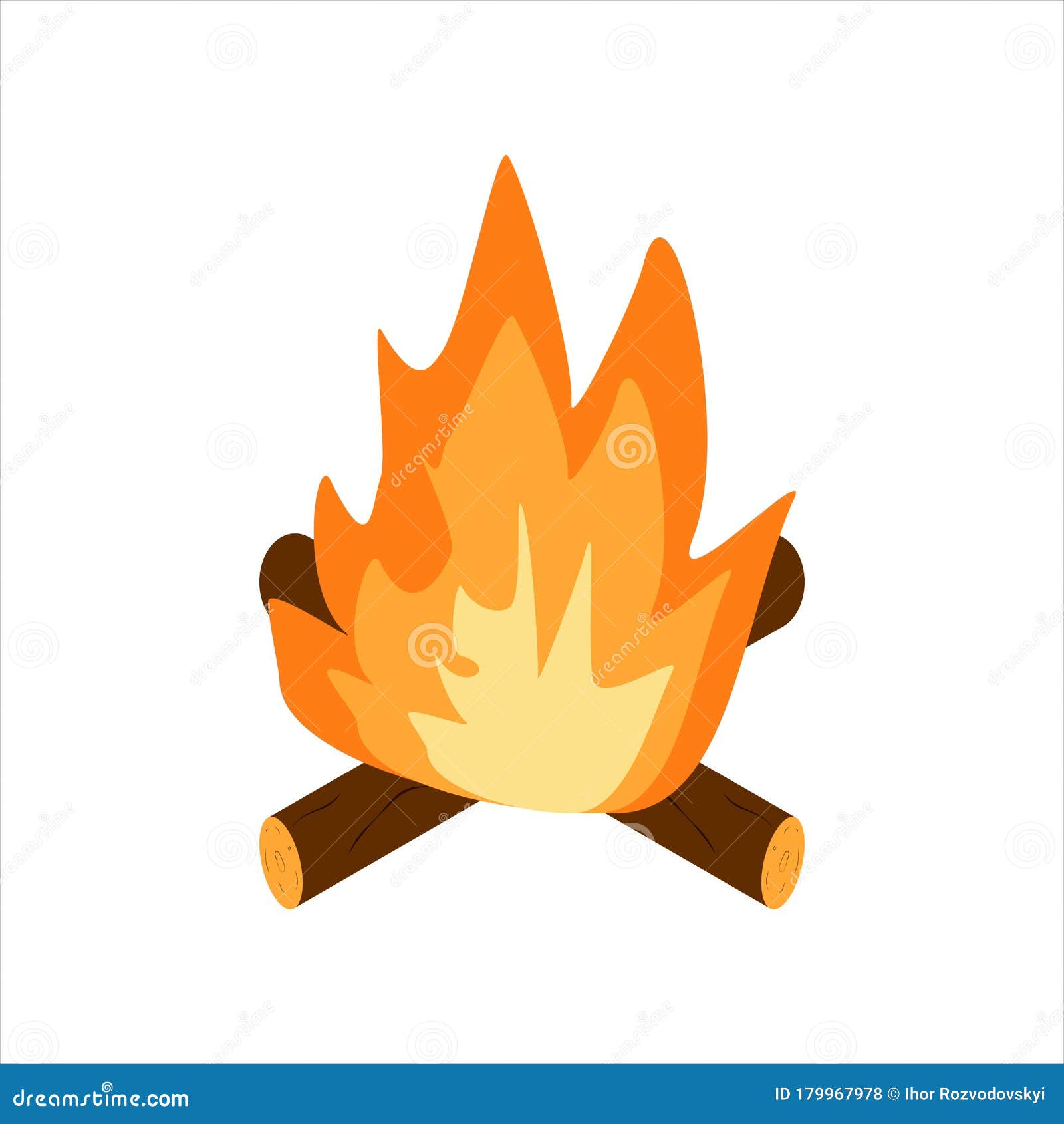 Campfire Vector Drawing on White Isolate. EPS 10 Stock Illustration ...