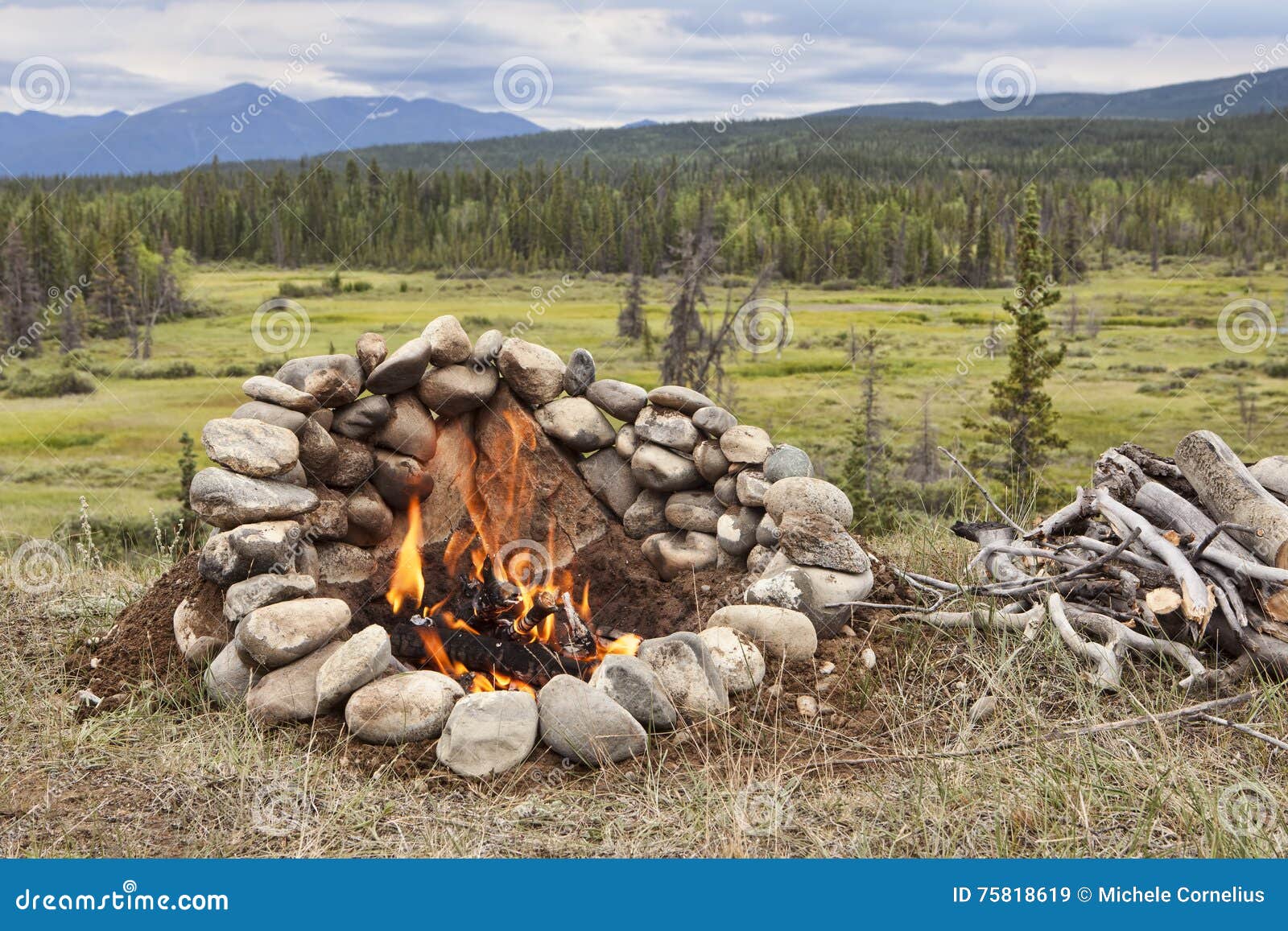 Campfire with View stock image. Image of yellow, view - 75818619