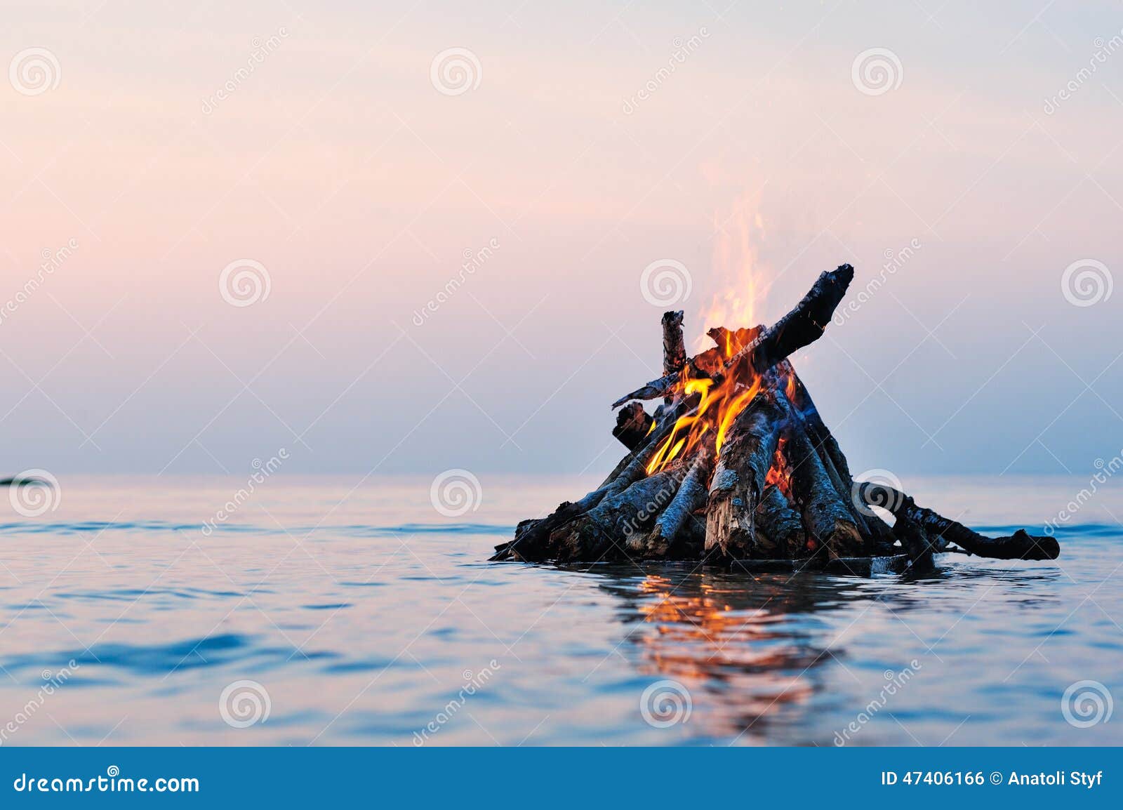 Campfire on Water stock photo. Image of light, burning - 47406166