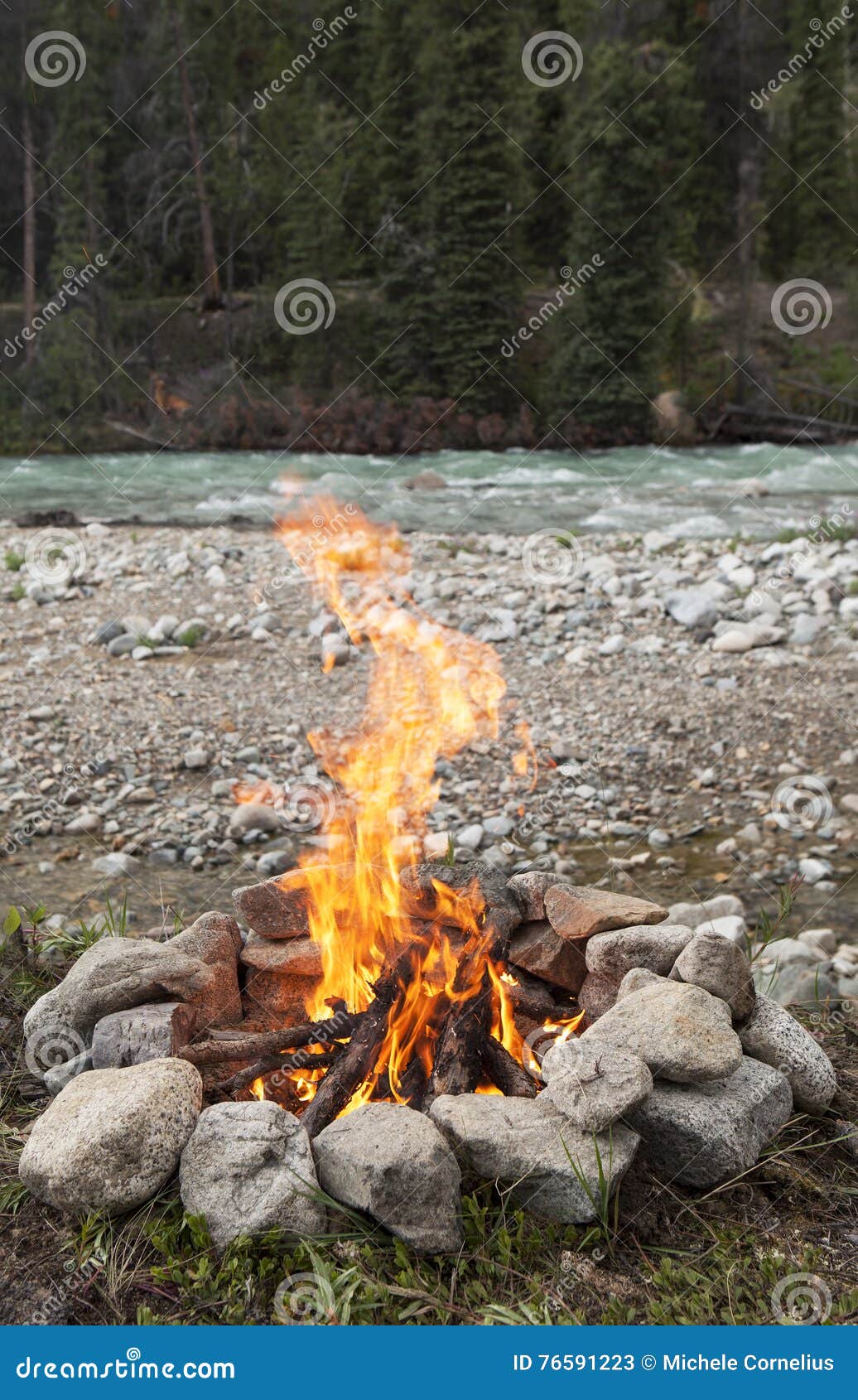 Campfire on the Wheaton River Stock Image - Image of ring, wood: 76591223