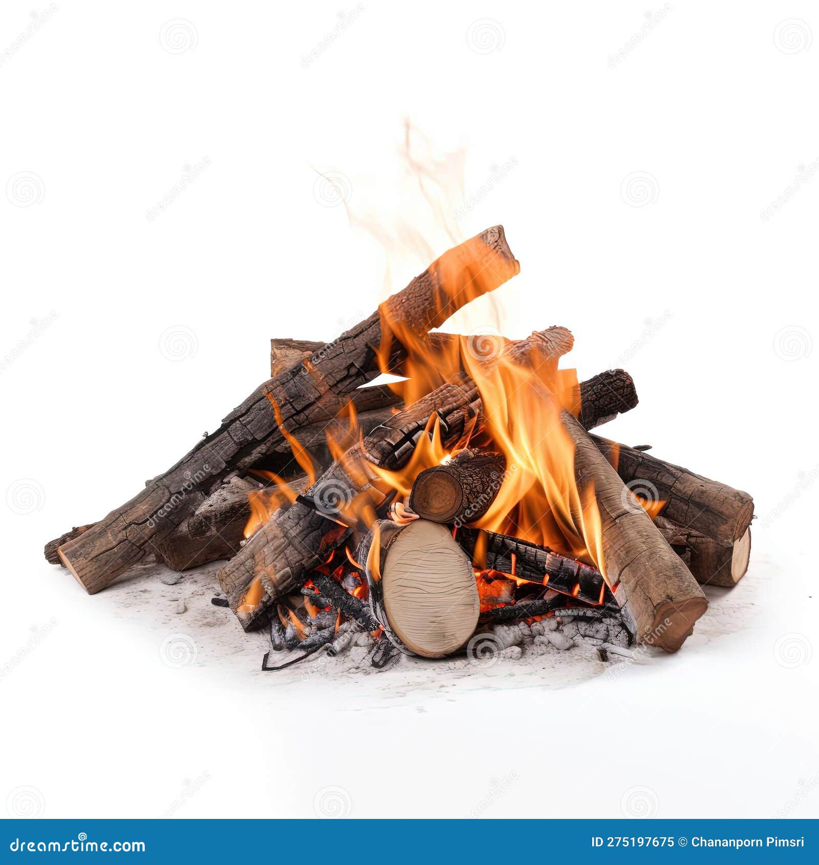 Campfire on White Background. AI Generated Stock Illustration ...