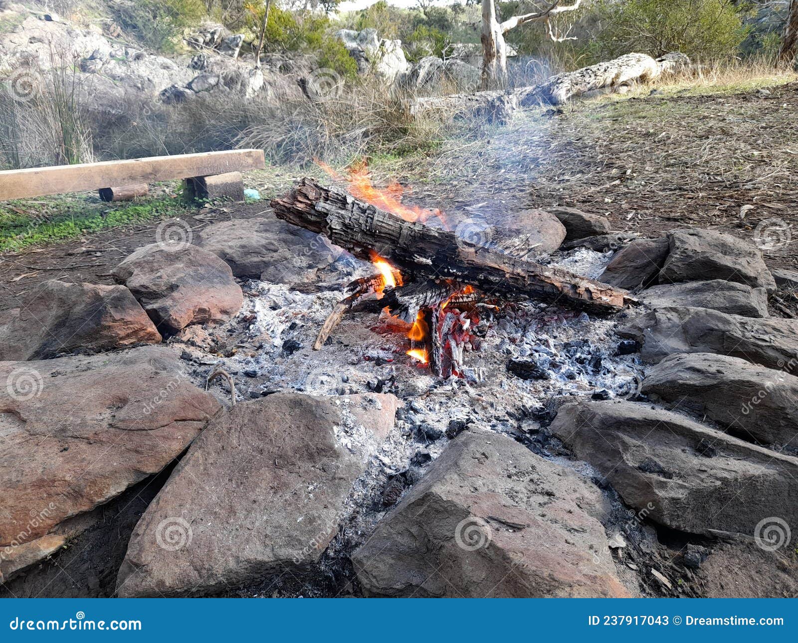 Campfire in wild stock image. Image of vehicle, geology - 237917043