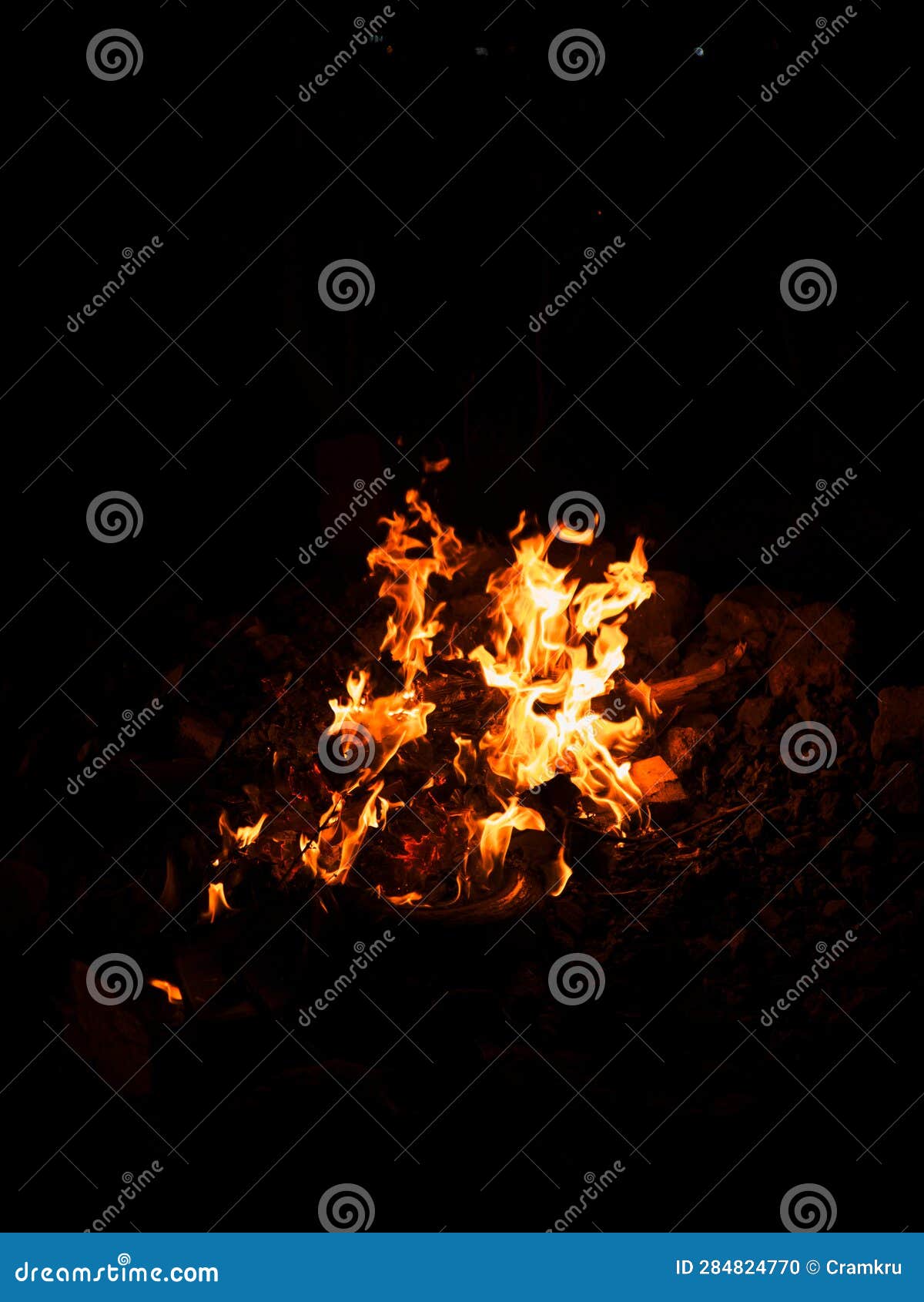 Campfire. Wood Burning with Particles. Stock Photo - Image of dangerous ...