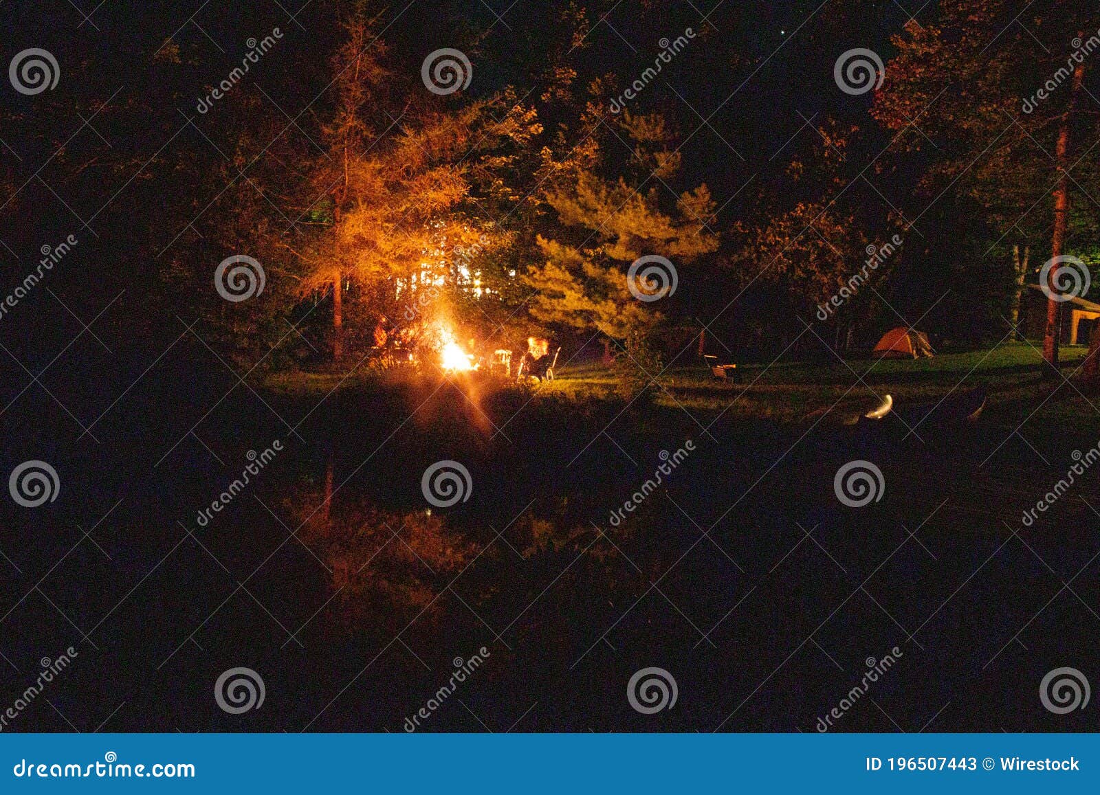 Campfire in the Woods in Canada. Stock Image - Image of america, canada ...