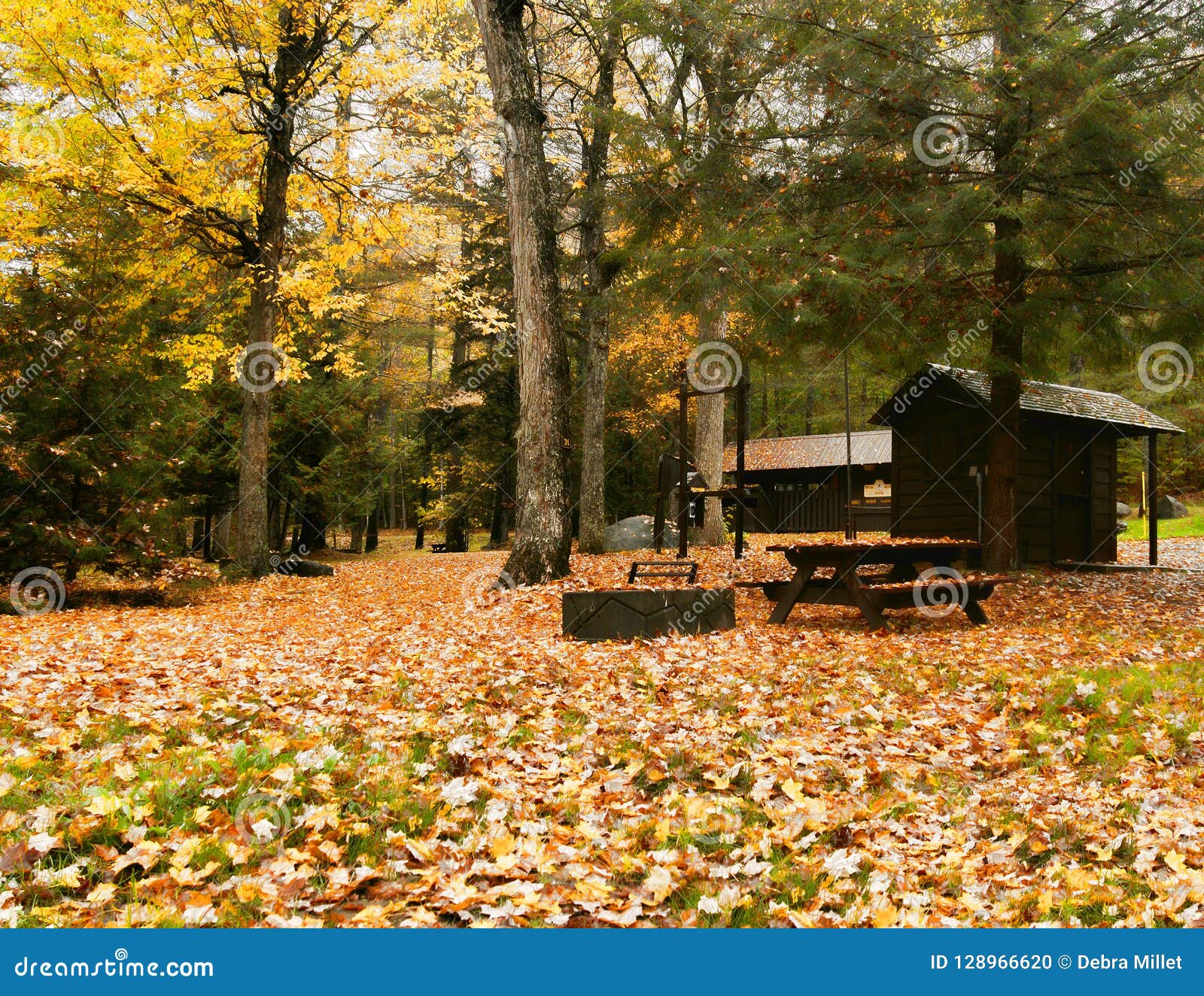 Campground in fall stock photo. Image of dark, mountains - 128966620