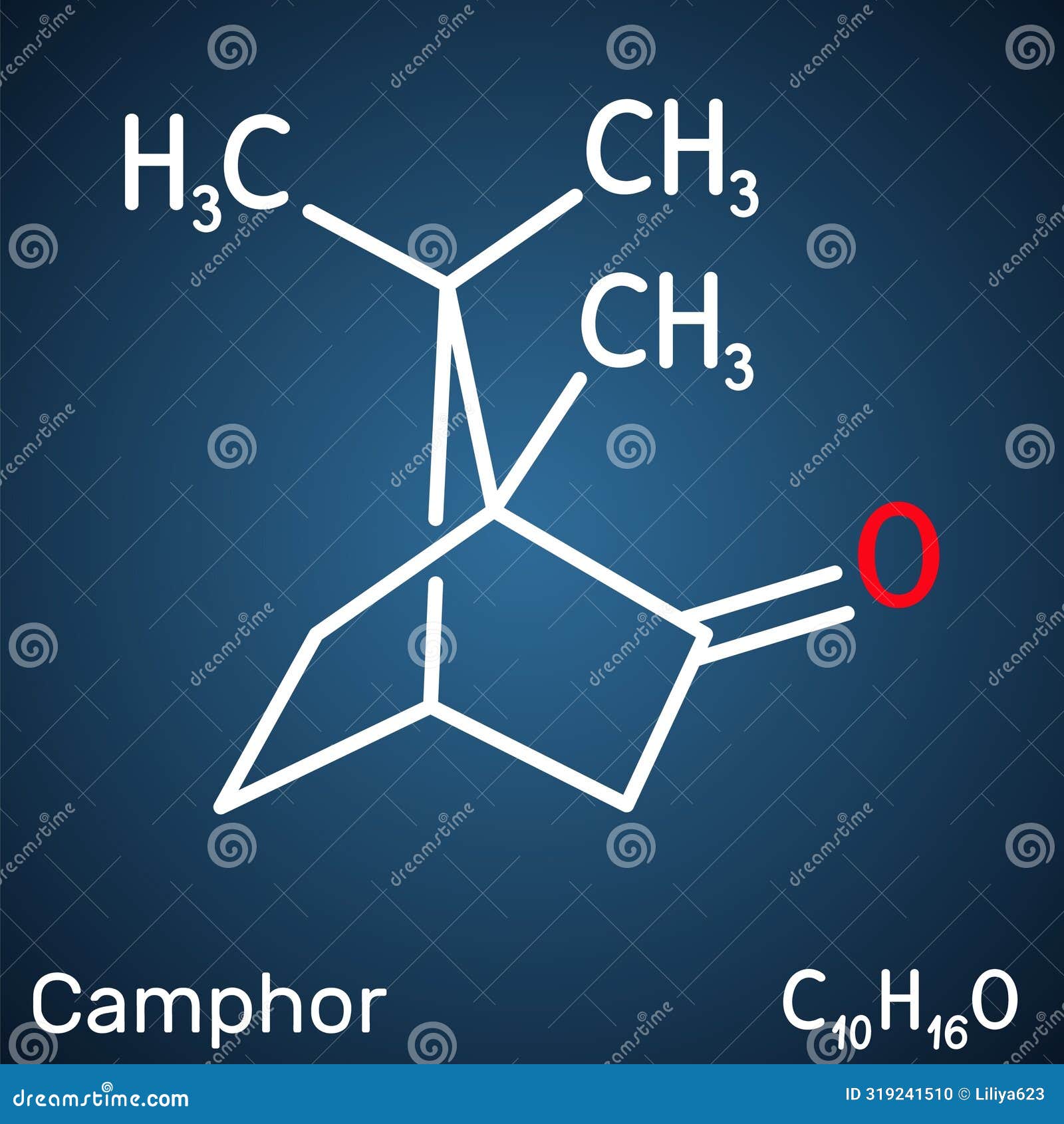 Camphor Molecule. It Is Terpenoid And A Cyclic Ketone. Structural ...
