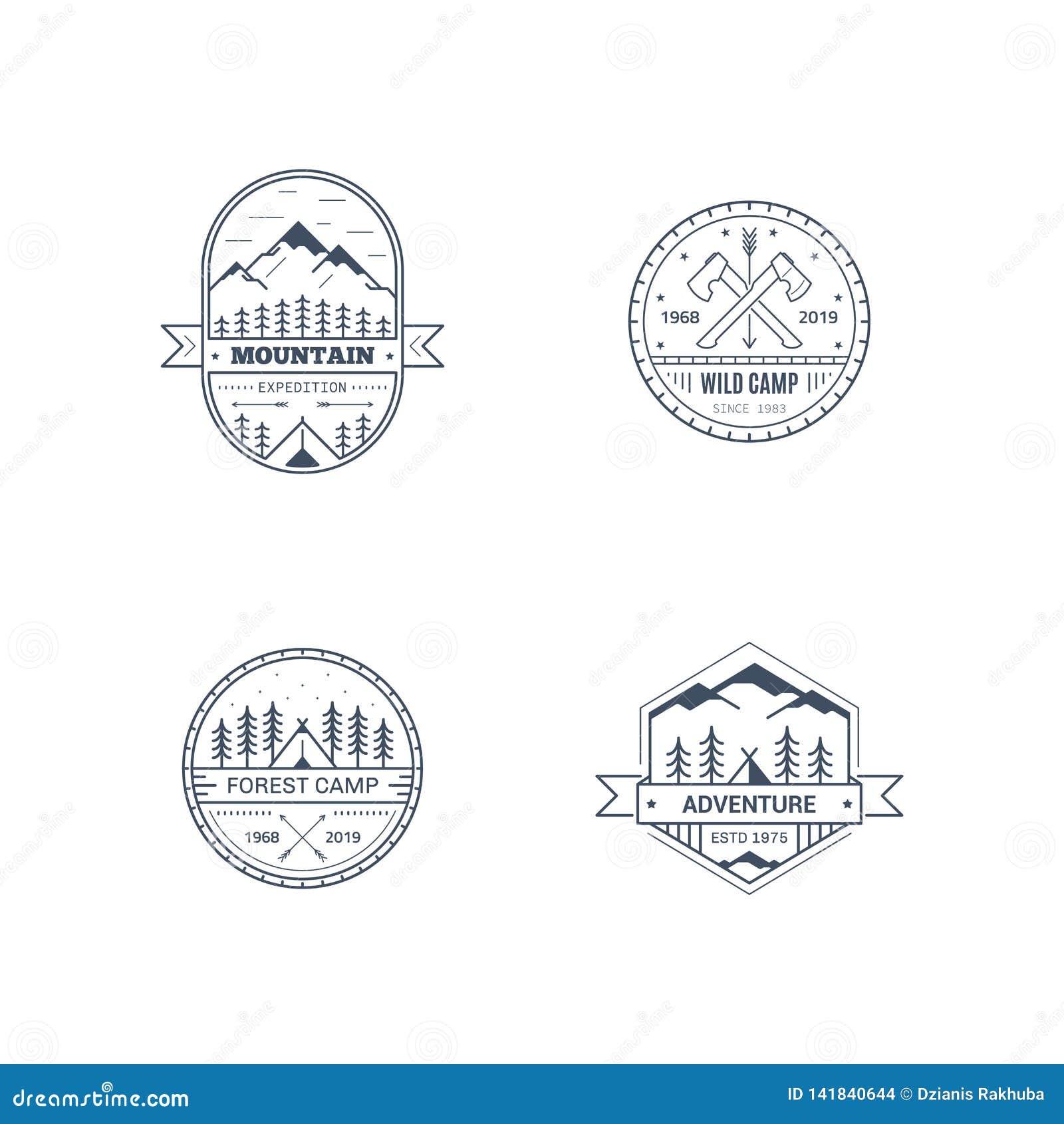 Outdoor Activities Logo Set Stock Vector - Illustration of hike ...